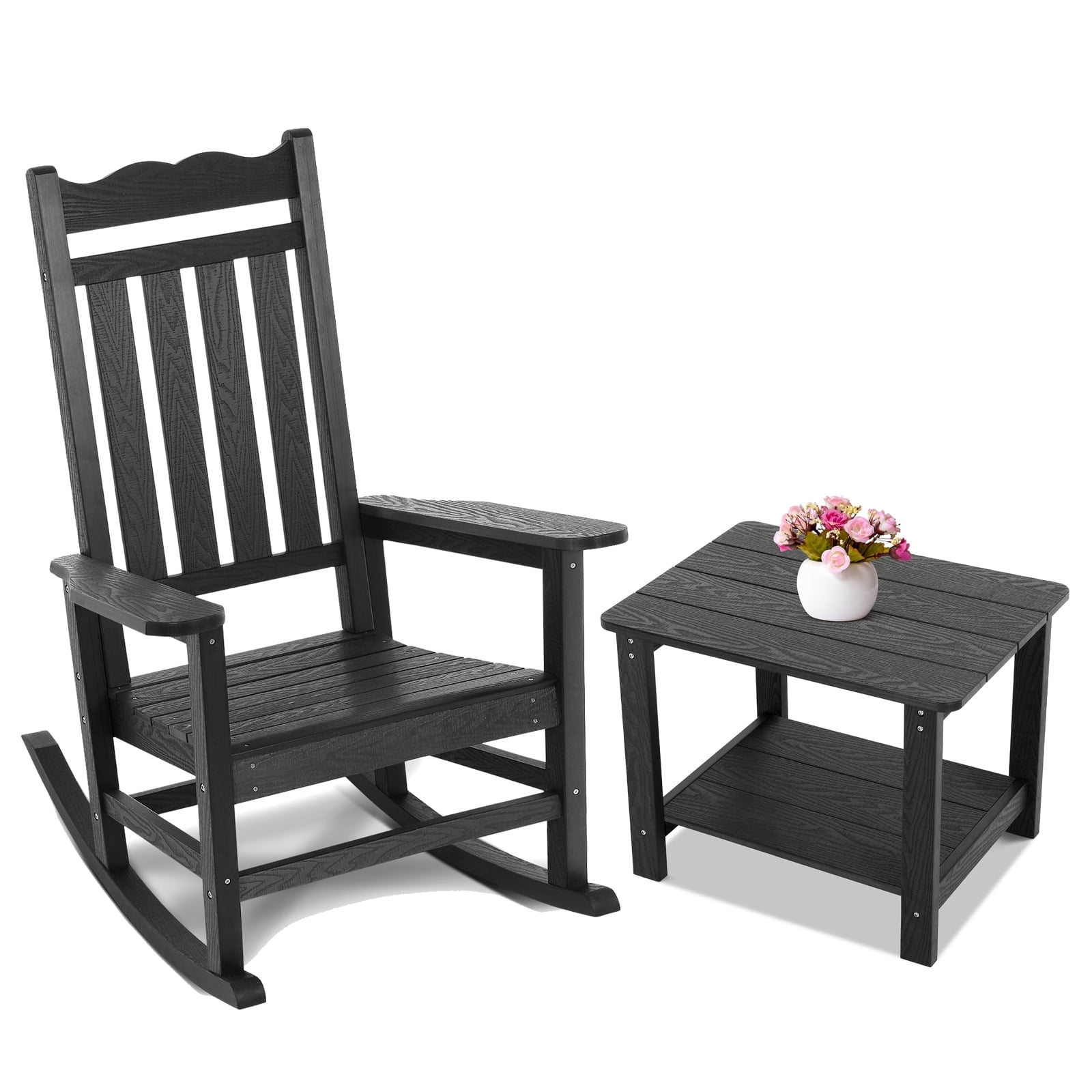 Stoog Outdoor Rocking Chair & Table set of 2, Porch Rocker with Table ...