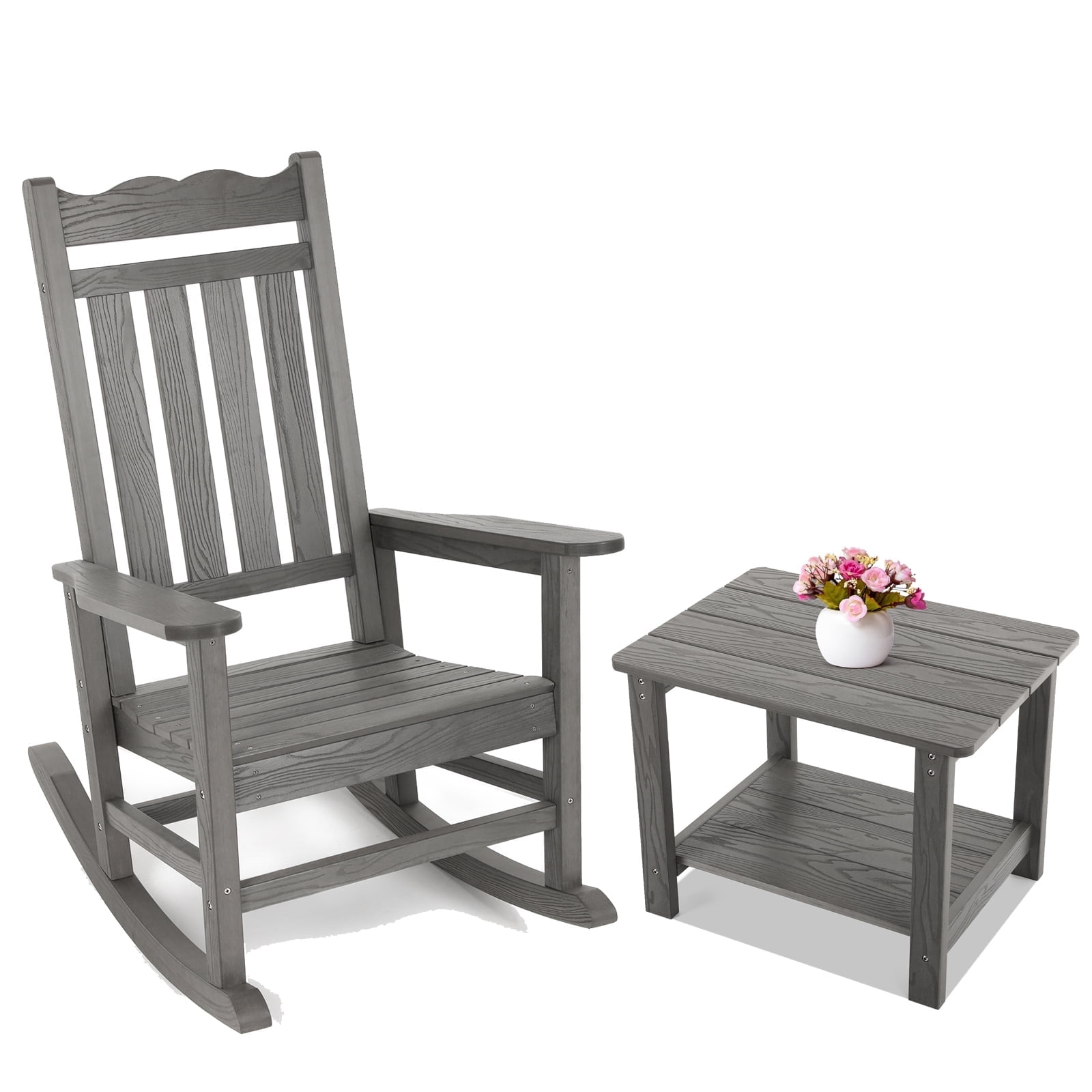 Stoog Outdoor Rocking Chair & Table set of 2, Porch Rocker with Table ...