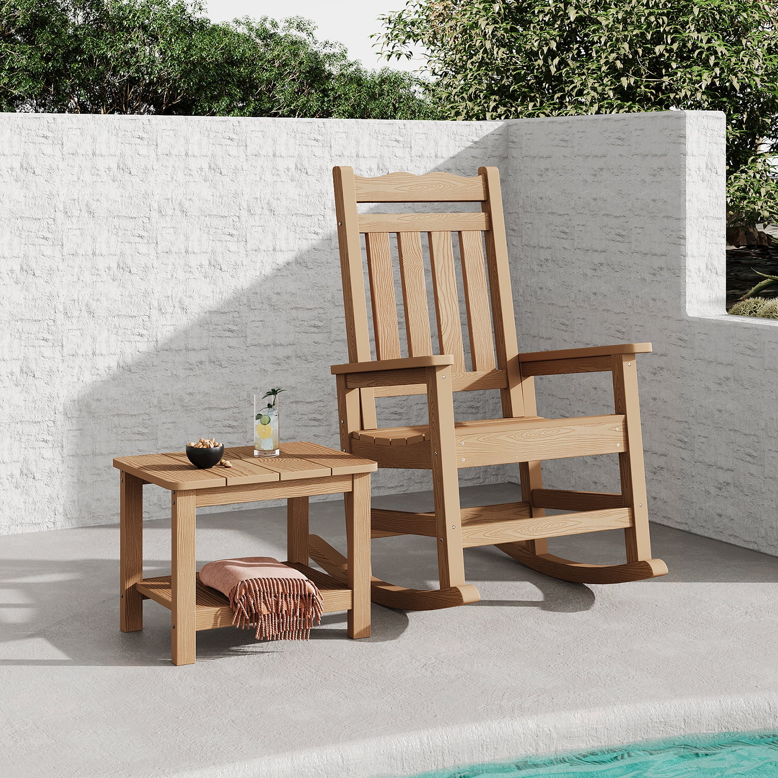 Stoog Outdoor Rocking Chair & Table set of 2, Porch Rocker with Table ...