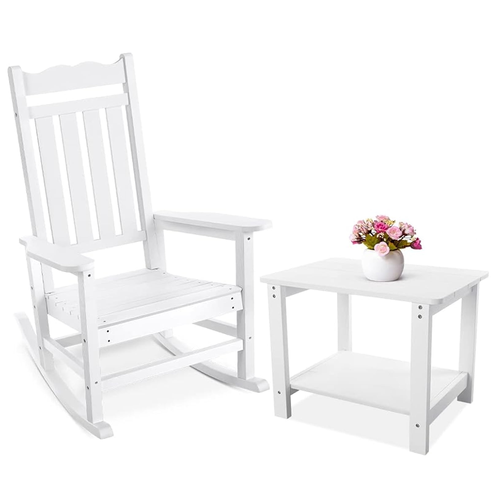 Stoog Outdoor Patio Weather-Resistant Rocking Chair & Table Set, HIPS ...