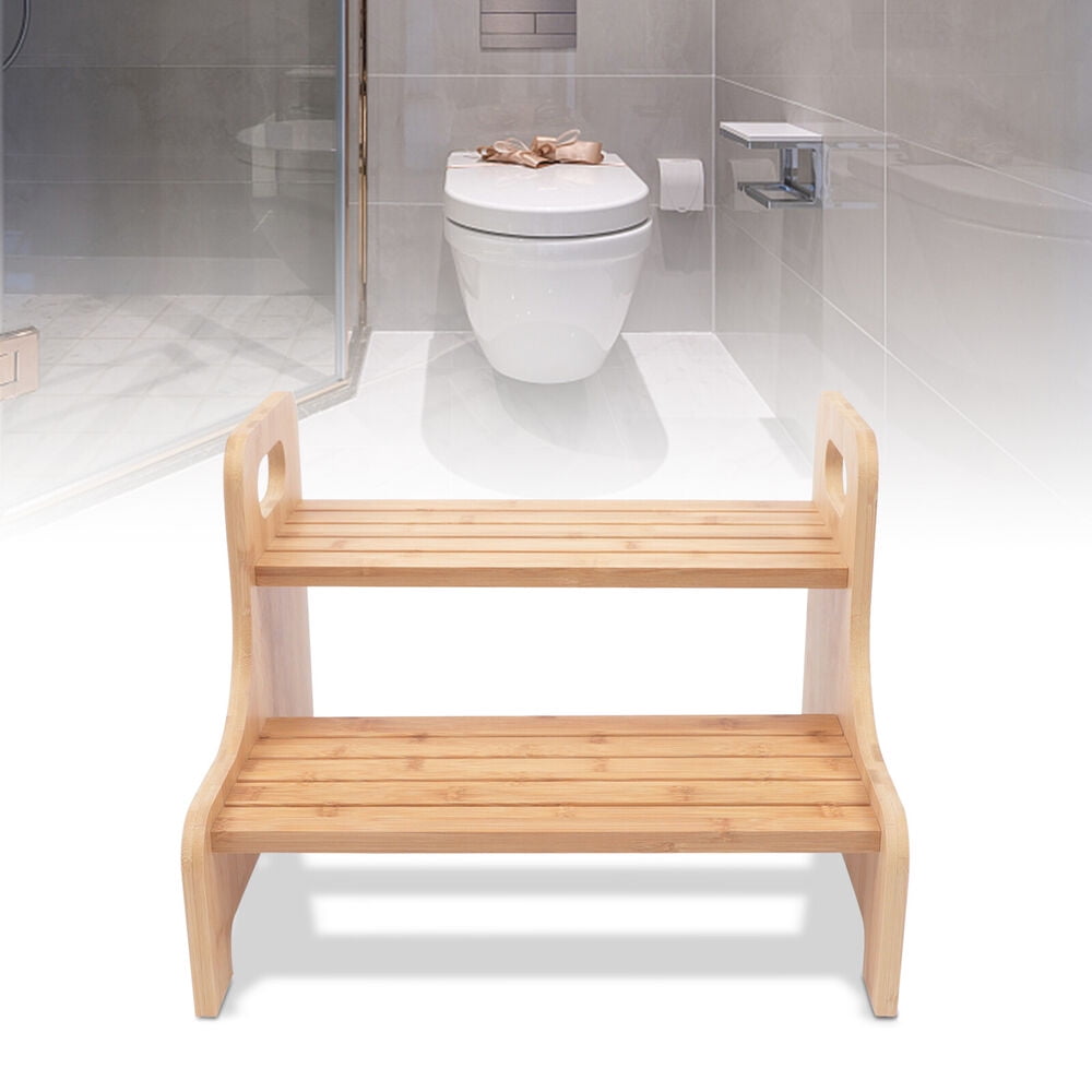 Stool Bamboo Ladder Benches 2-storey High Bed Step Adults Stair Foot ...