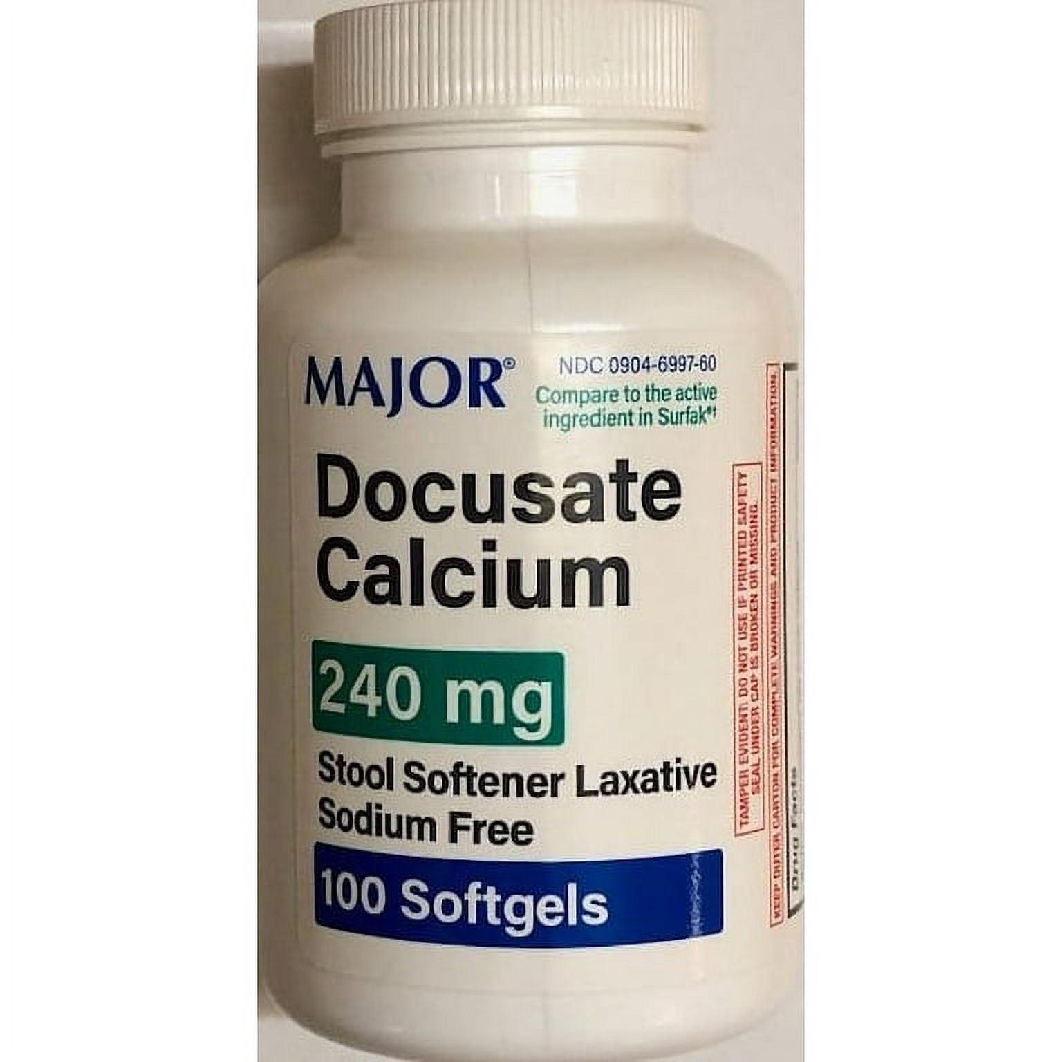 Stool Softener Docusate Sodium 240 mg 100 count. 3-Pack Major - Walmart.com