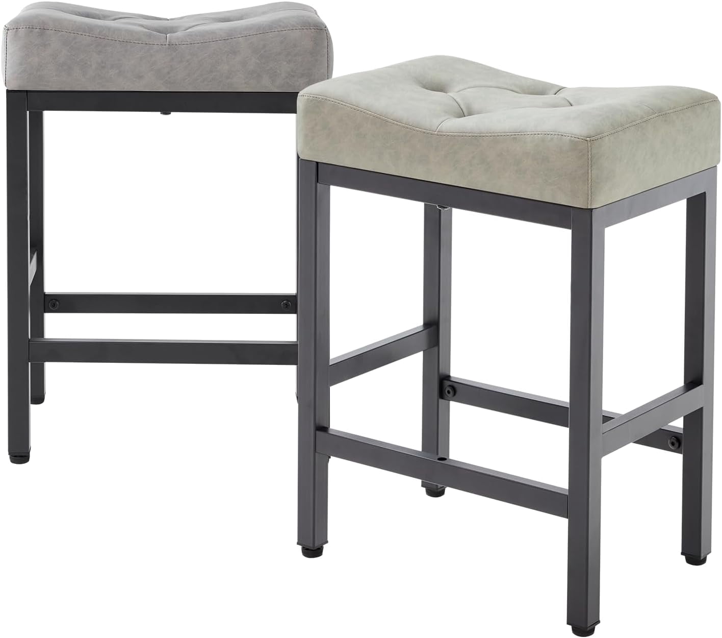 Stools for Kitchen Counter Pu Leather Saddle Square Bar Stools Set of ...
