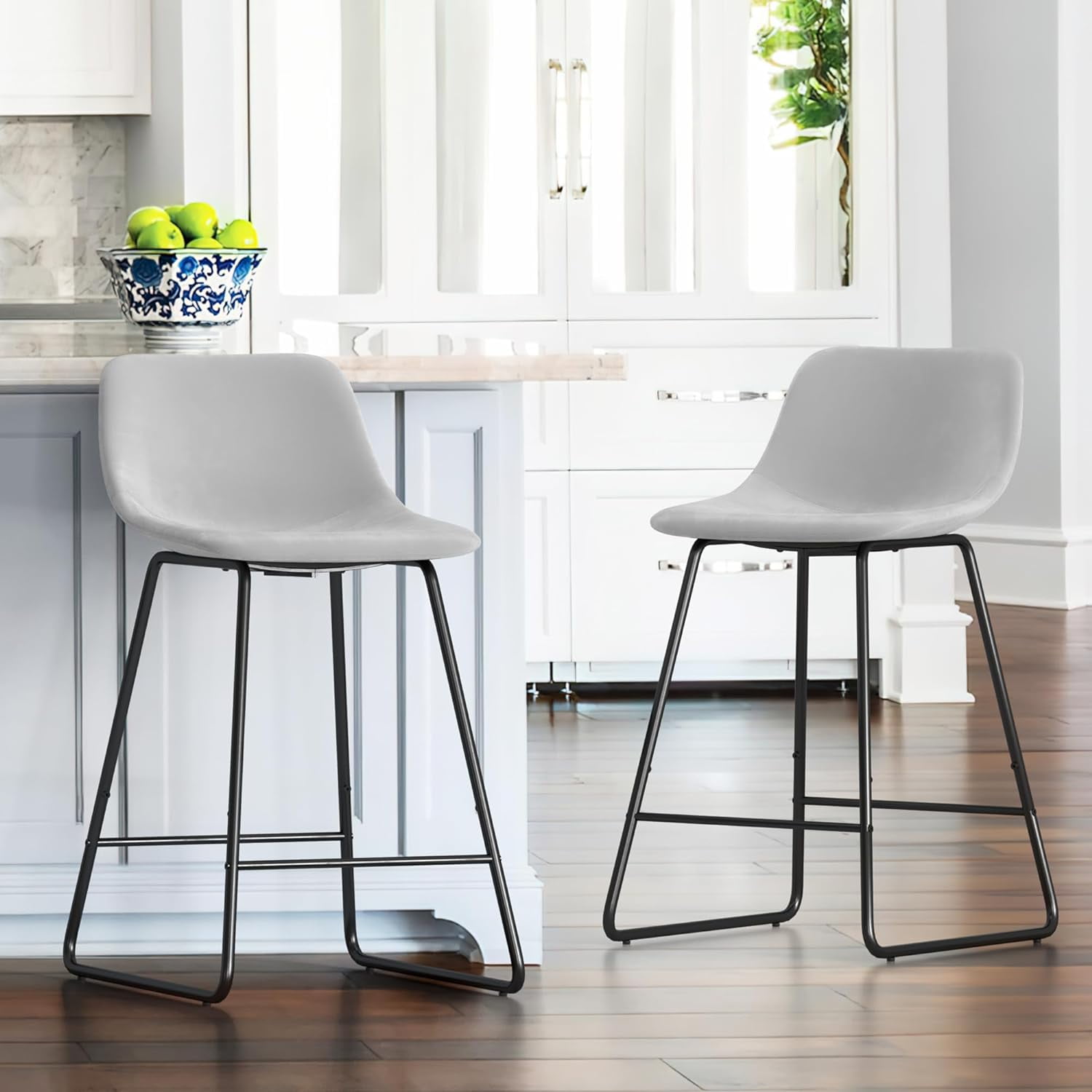 Stools Set of 4 30inch Linen Counter Height Stools Modern Stools with ...