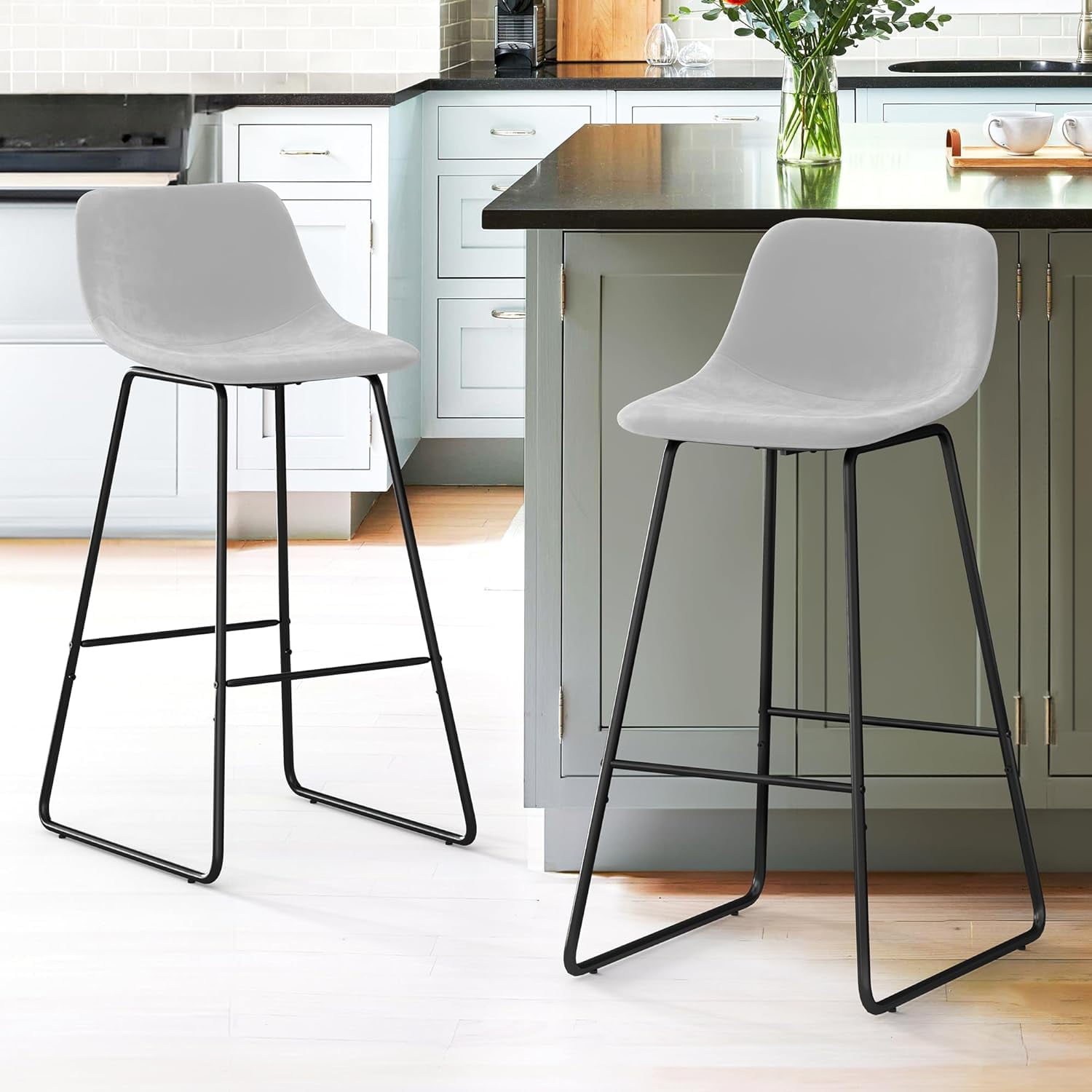 Stools Set of 4 30inch Linen Counter Height Stools Modern Stools with ...