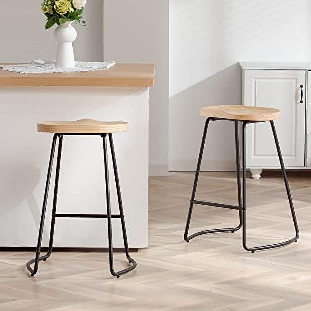 Stools Solid Wood Barstools 30" Height Stools with Metal Leg Rustic ...