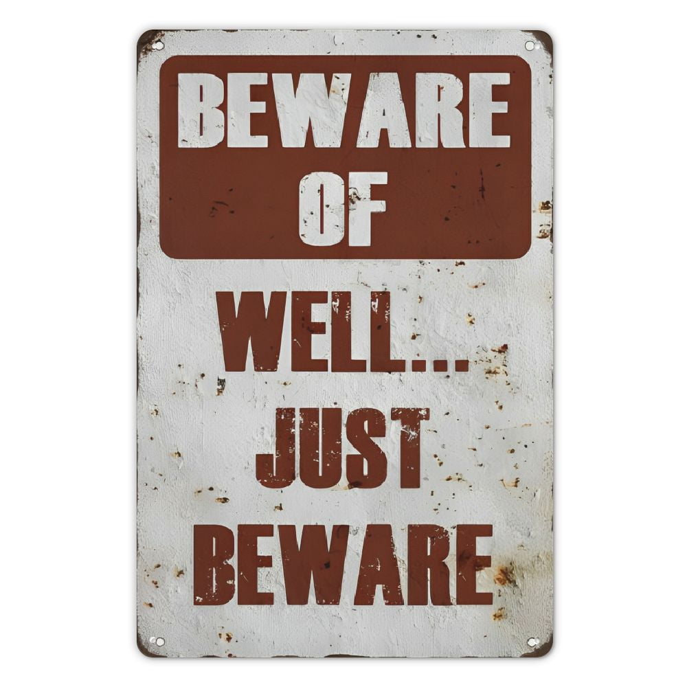 Stoosvip Beware Of Well Just Beware Tin Sign Vintage Warning Metal ...