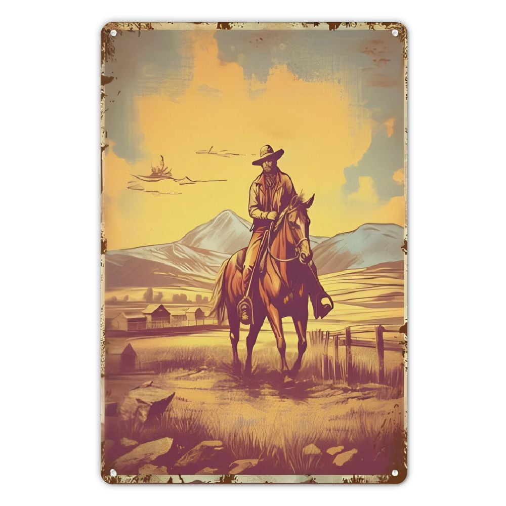 Stoosvip Cowboy Western Metal Tin Sign Retro Vintage Wall Decor For ...