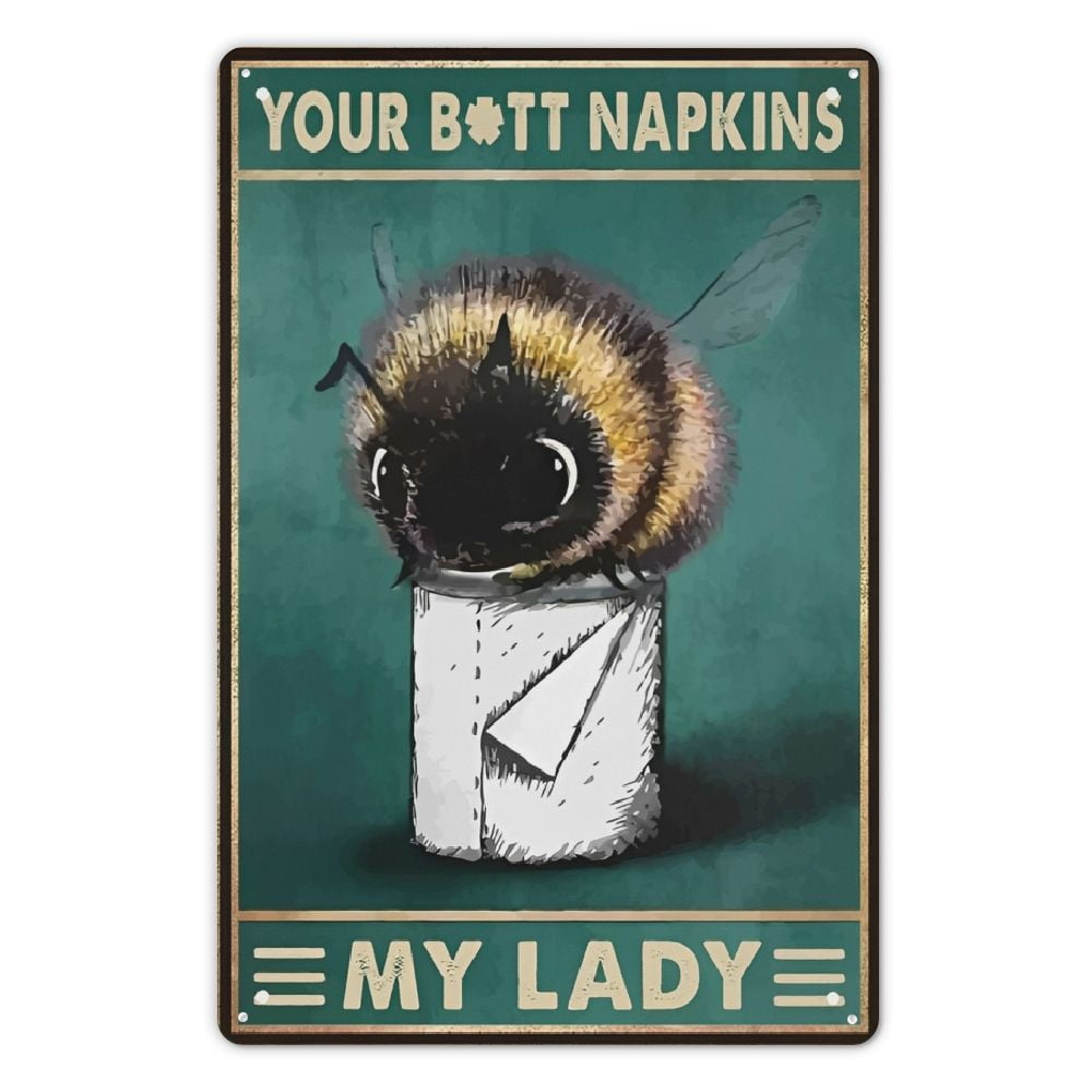 Stoosvip Funny Bee Bathroom Wall Art Decor Metal Tin Sign Retro ...
