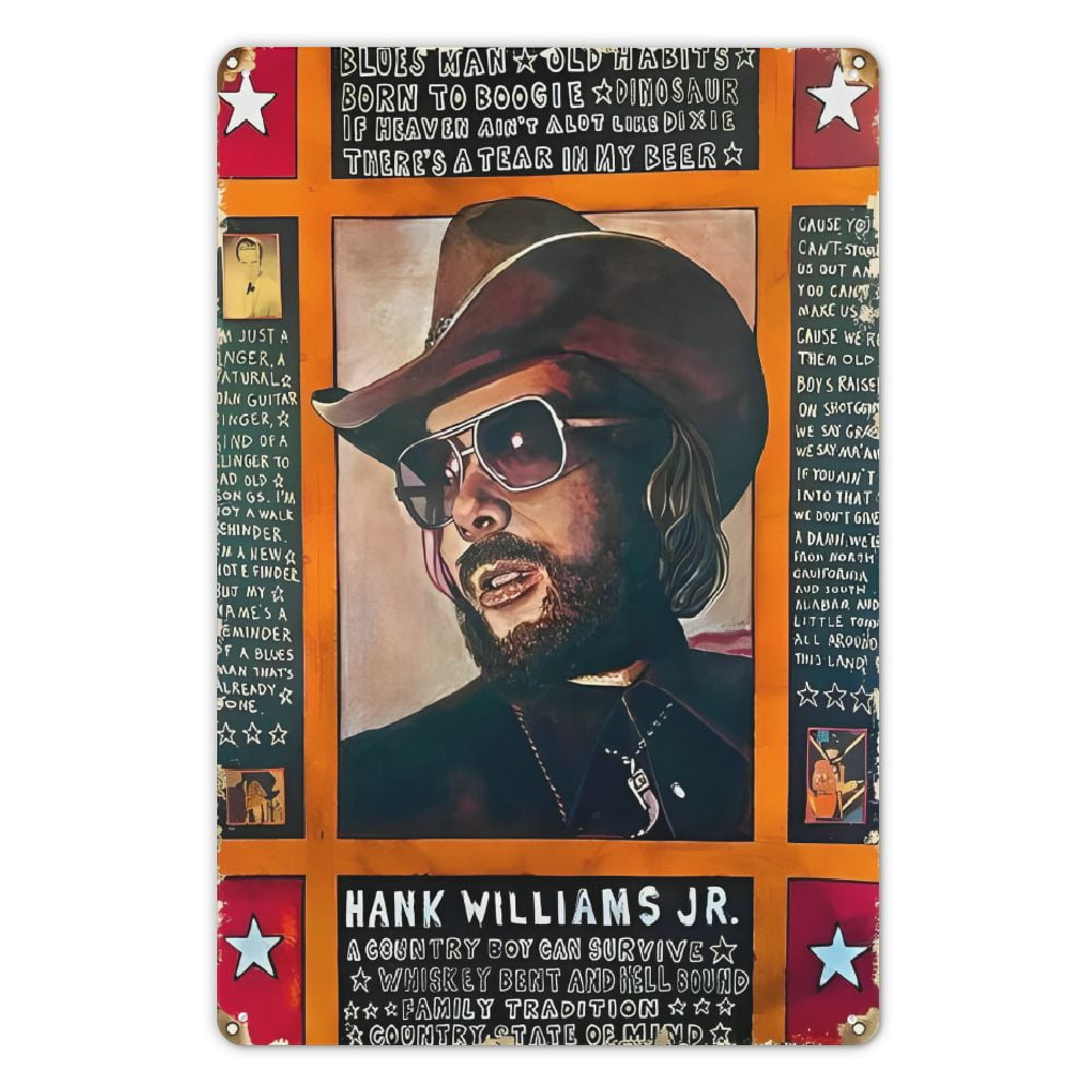 Stoosvip Hank Jr. Poster Retro Metal Tin Sign 12 X 8 Inch Home Cafe Bar ...