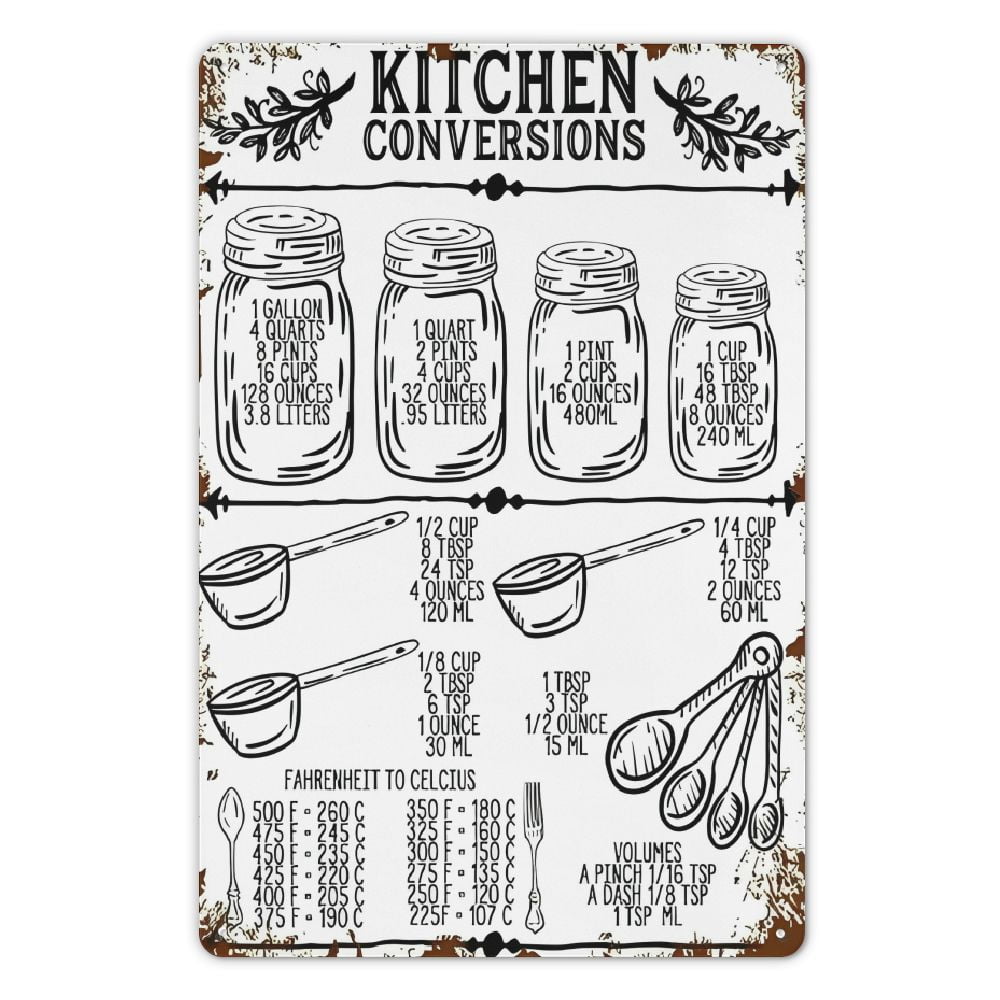 Stoosvip Kitchen Conversions Metal Signs Vintage Baking Enthusiasts ...