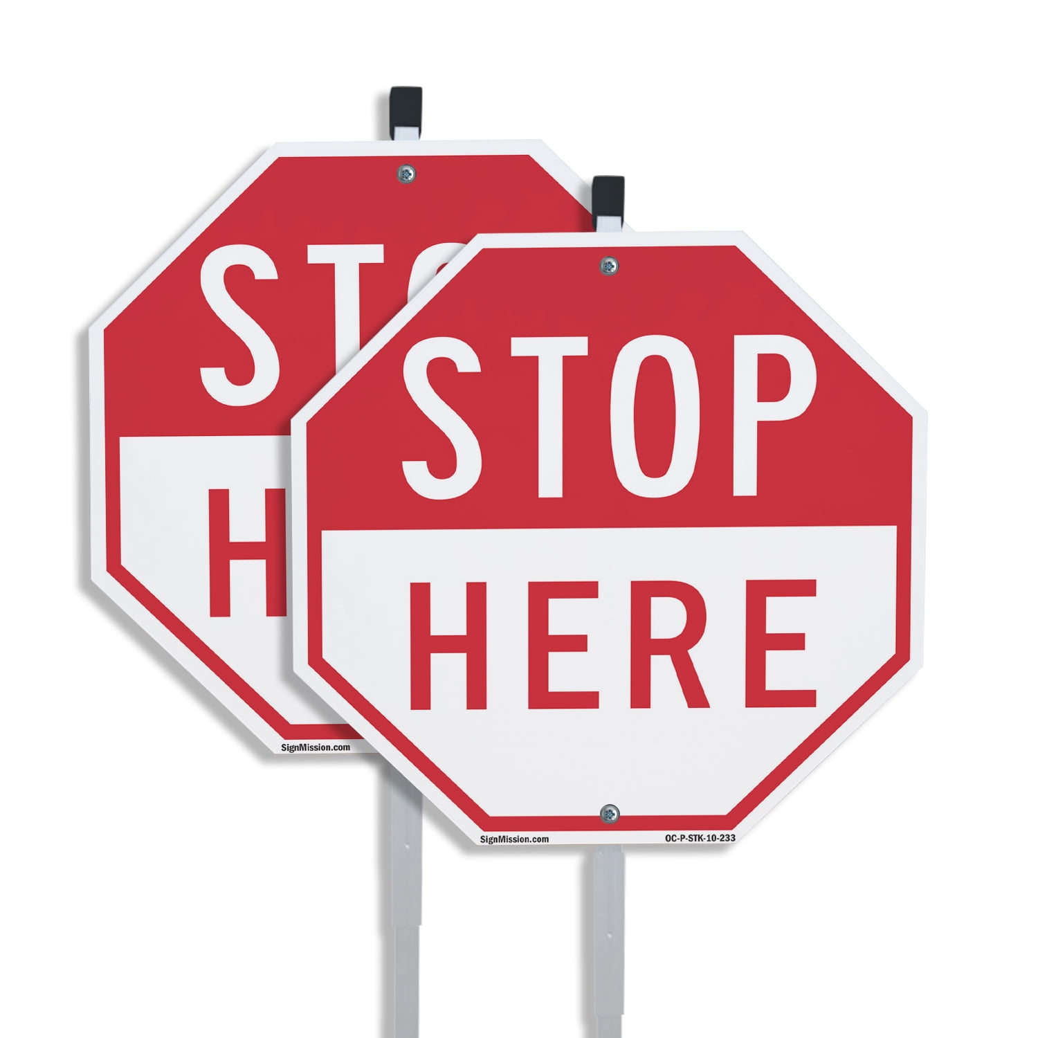 Stop Here (2 Pack) 10 inch X 10 inch Octagon Rust Free Aluminum Metal ...