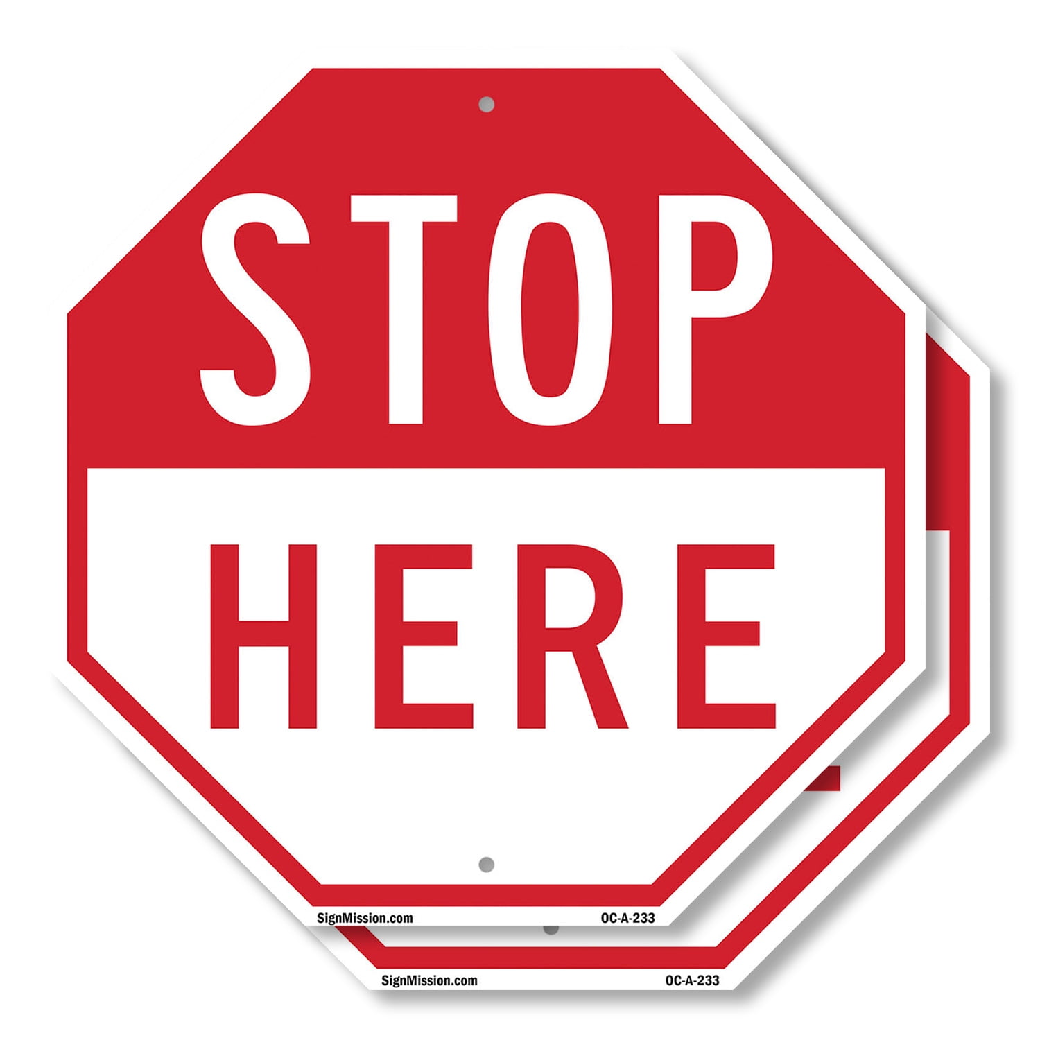 Stop Here (2 Pack) 10 inch X 10 inch Octagon Rust Free Aluminum Metal ...