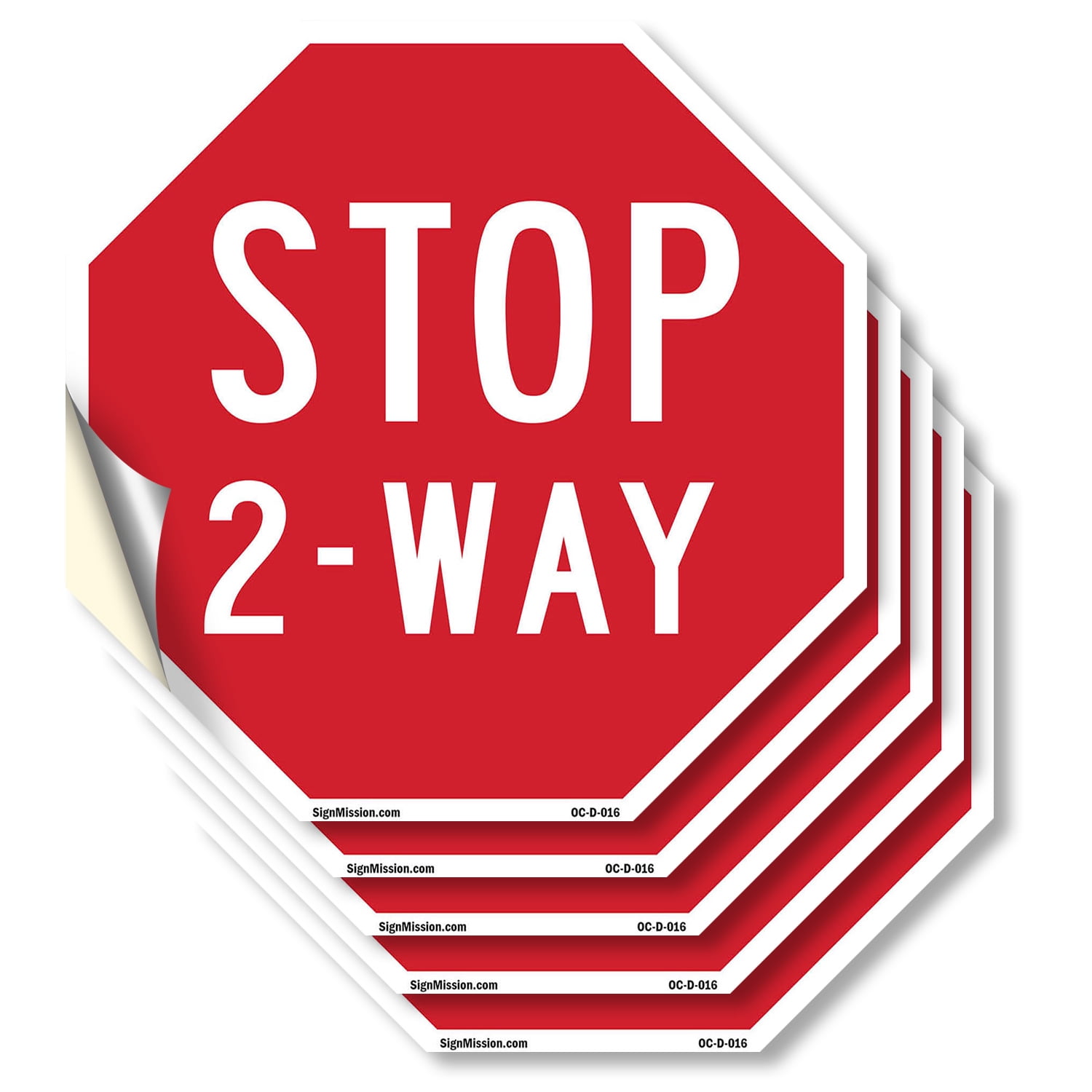 Stop 2-way (5 Pack) 4 inch X 4 inch Octagon Vinyl Label Decal Sticker ...