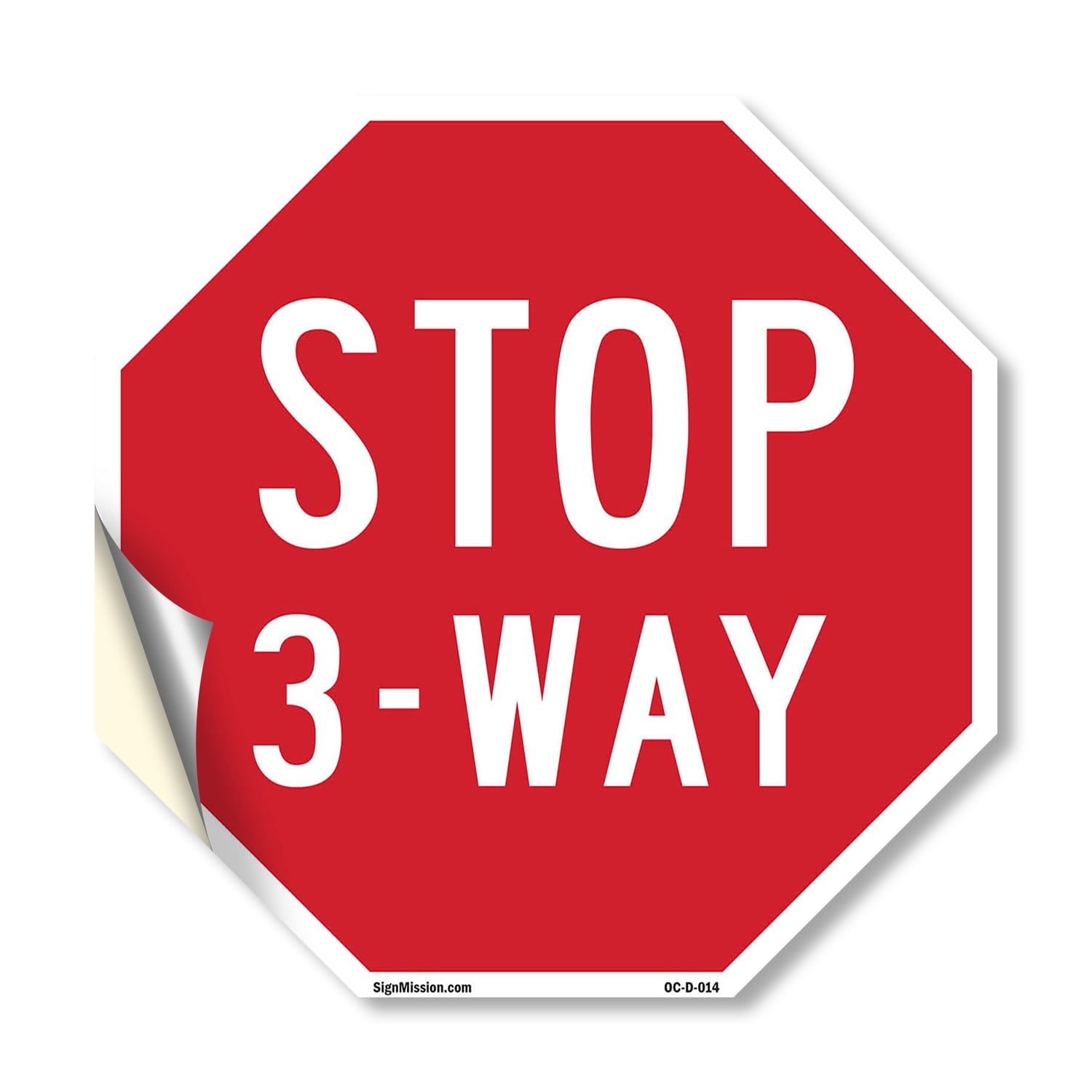 Stop 3-way 18 inch X 18 inch Octagon Vinyl Label Decal Sticker Weather ...