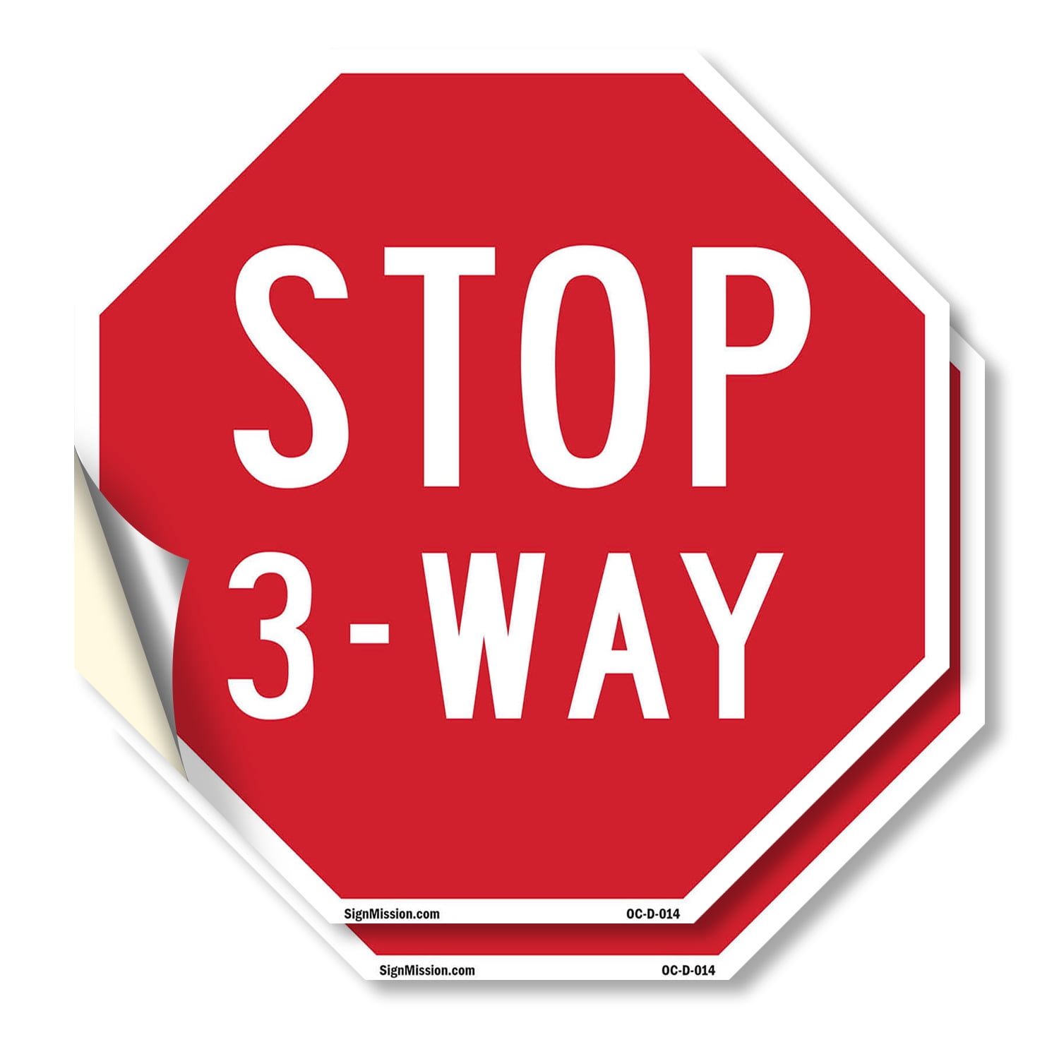 Stop 3-way (2 Pack) 6 inch X 6 inch Octagon Vinyl Label Decal Sticker ...