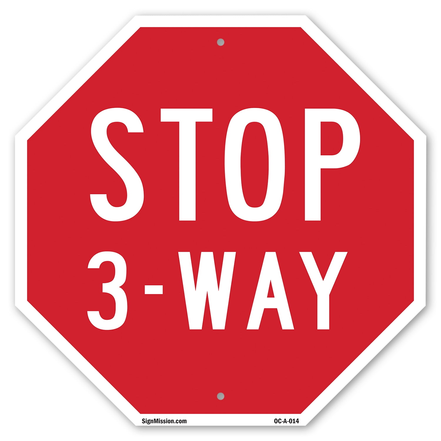 Stop 3-way 6 inch X 6 inch Octagon Plastic Sign Weather Resistant, UV ...