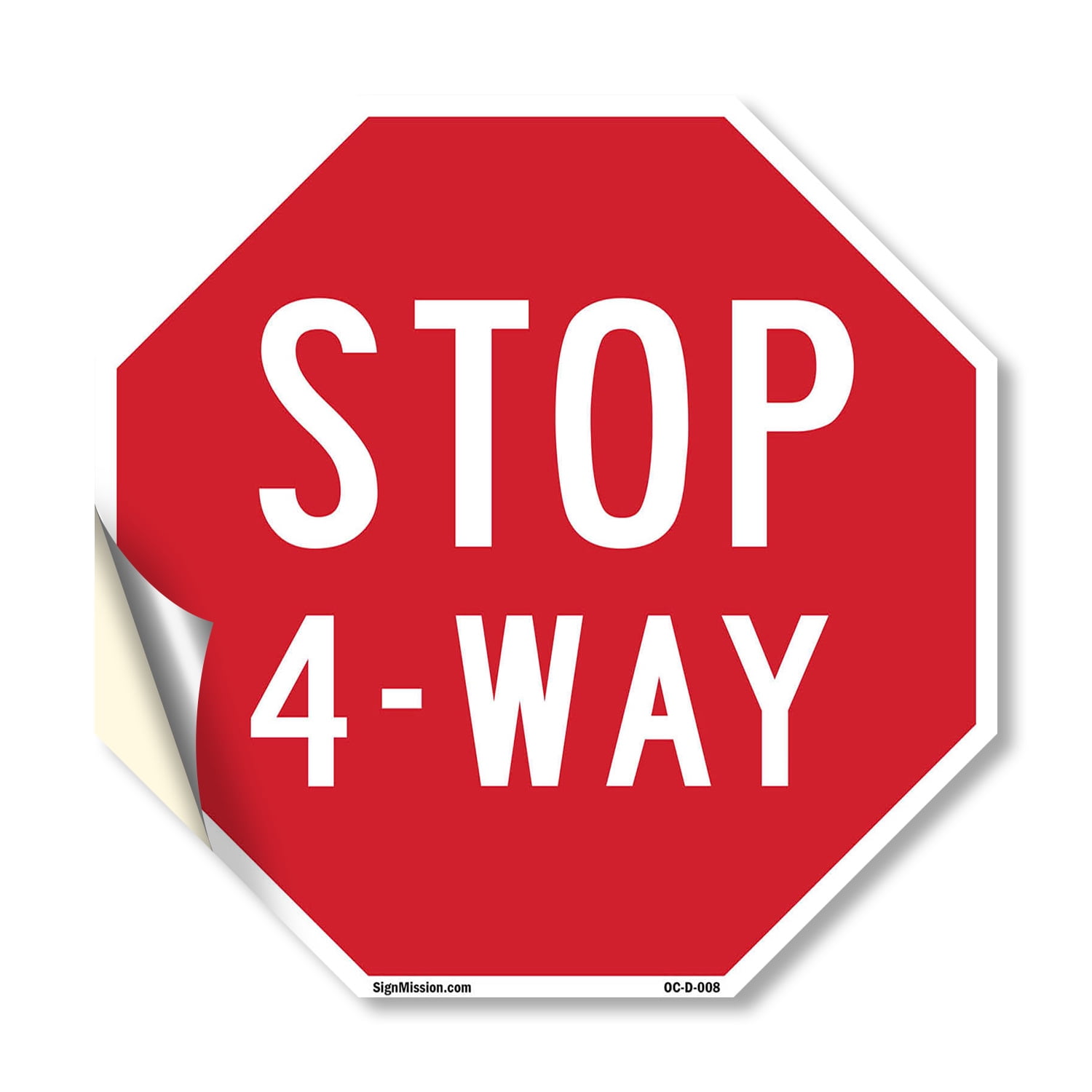 Stop 4-way 18 inch X 18 inch Octagon Vinyl Label Decal Sticker Weather ...