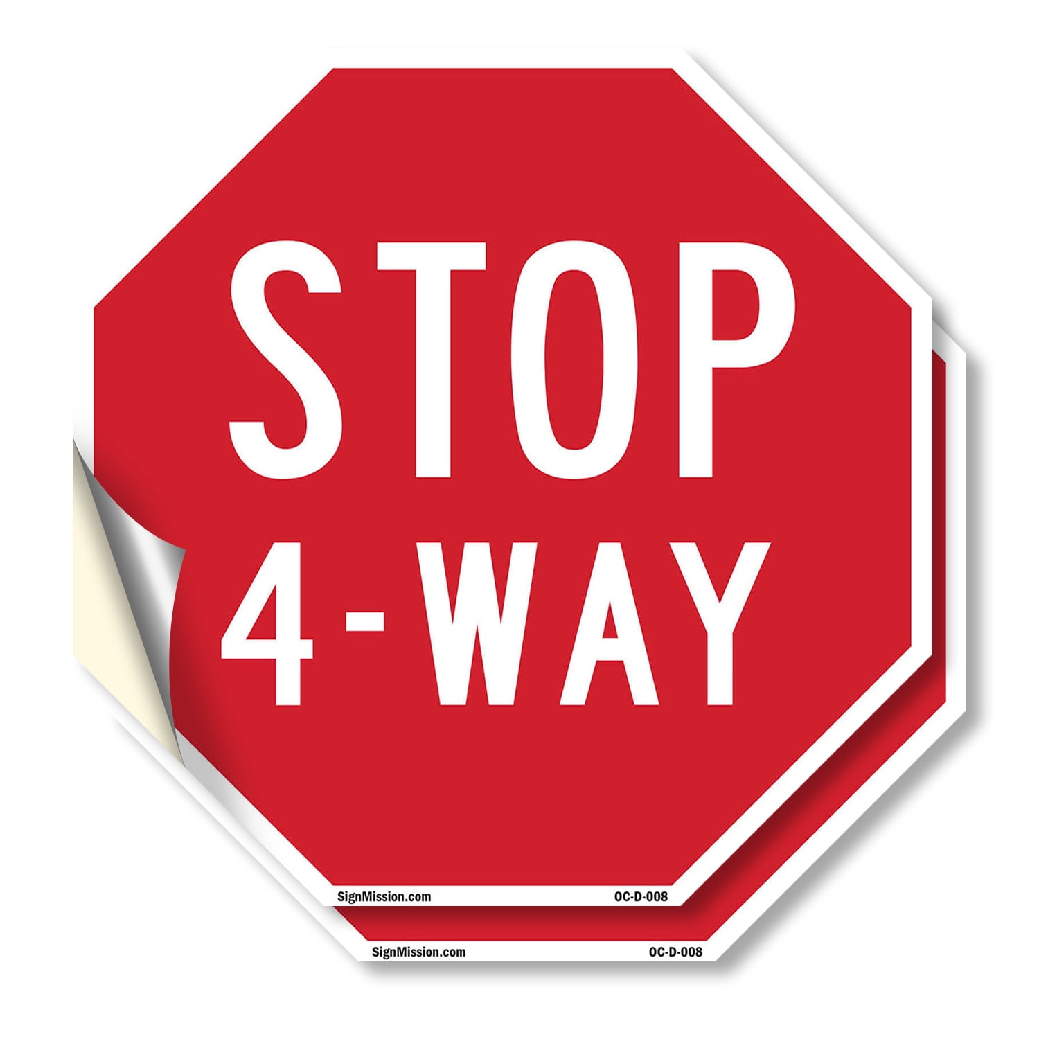 Stop 4-way (2 Pack) 10 inch X 10 inch Octagon Vinyl Label Decal Sticker ...