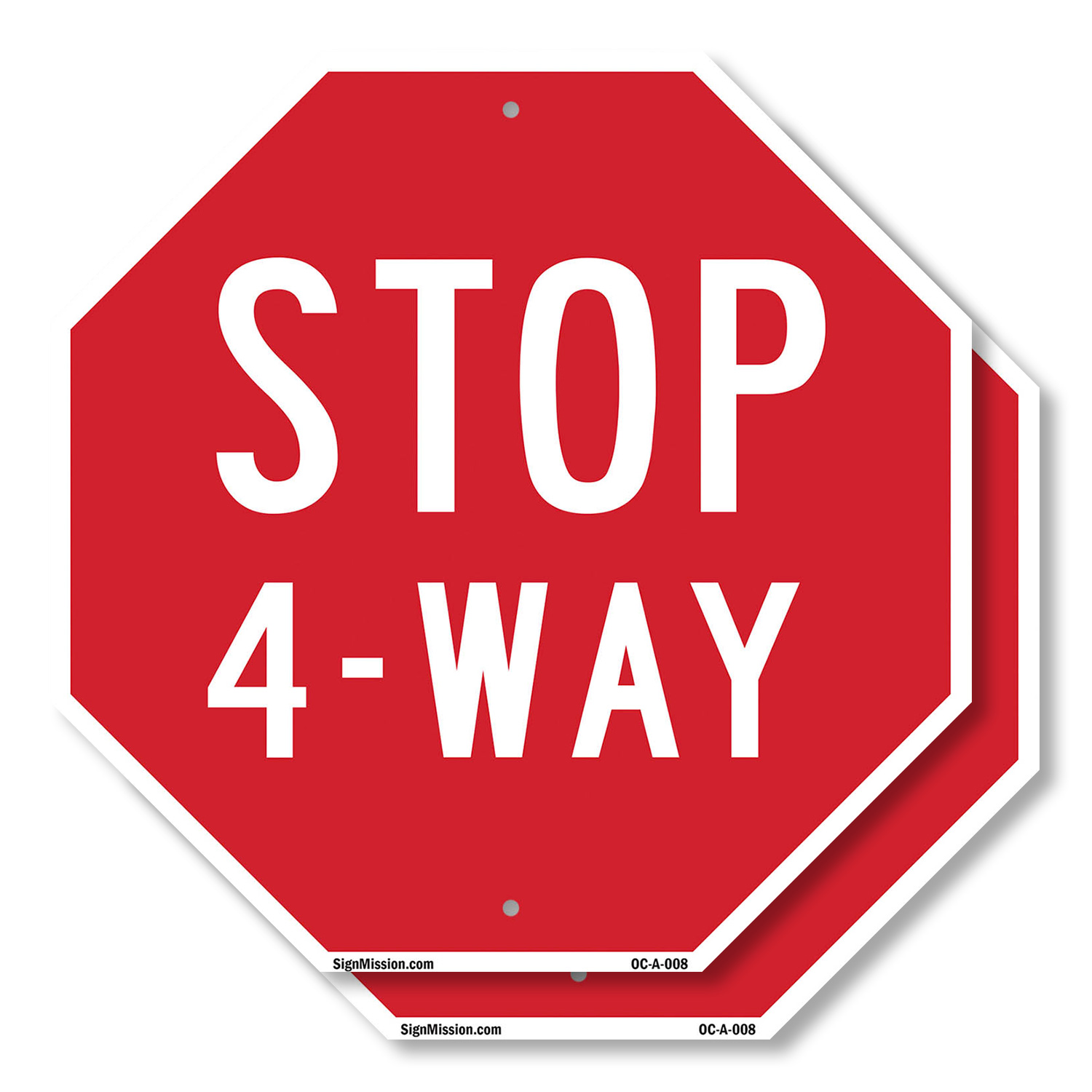 Stop 4-way (2 Pack) 18 inch X 18 inch Octagon Plastic Sign Weather ...