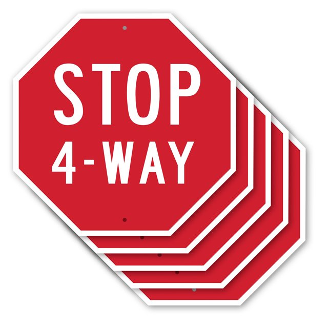 Stop 4-way (5 Pack) 10 inch X 10 inch Octagon Rust Free Aluminum Metal ...