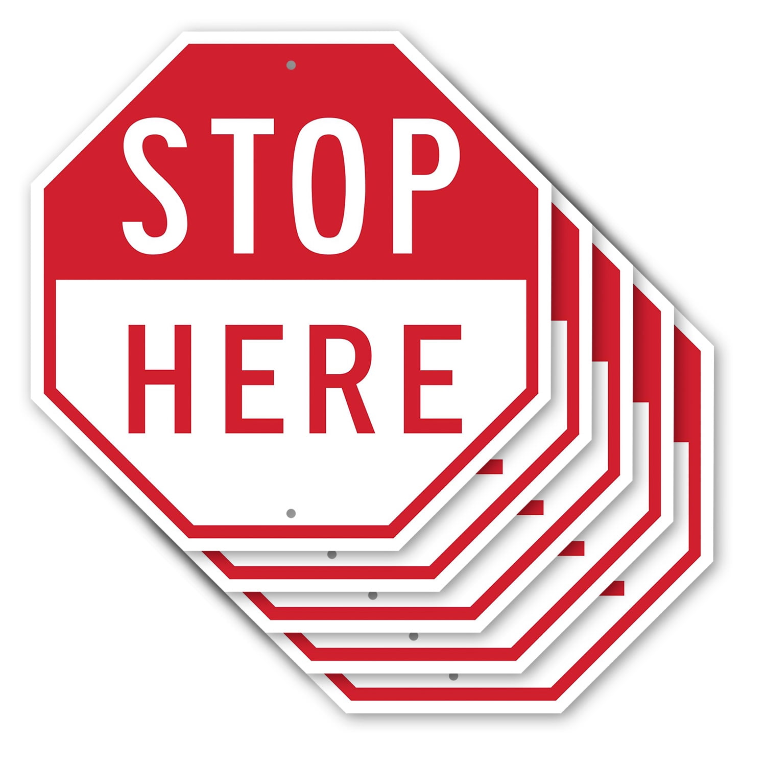 Stop Here (5 Pack) 10 inch X 10 inch Octagon Rust Free Aluminum Metal ...
