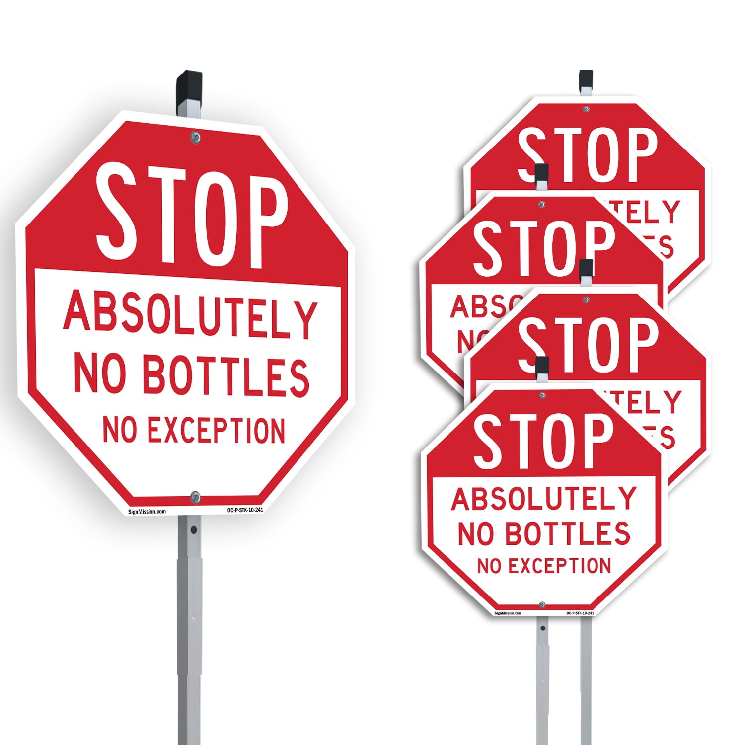 Stop Absolutely No Bottles No Exception (5 Pack) 10 inch X 10 inch ...