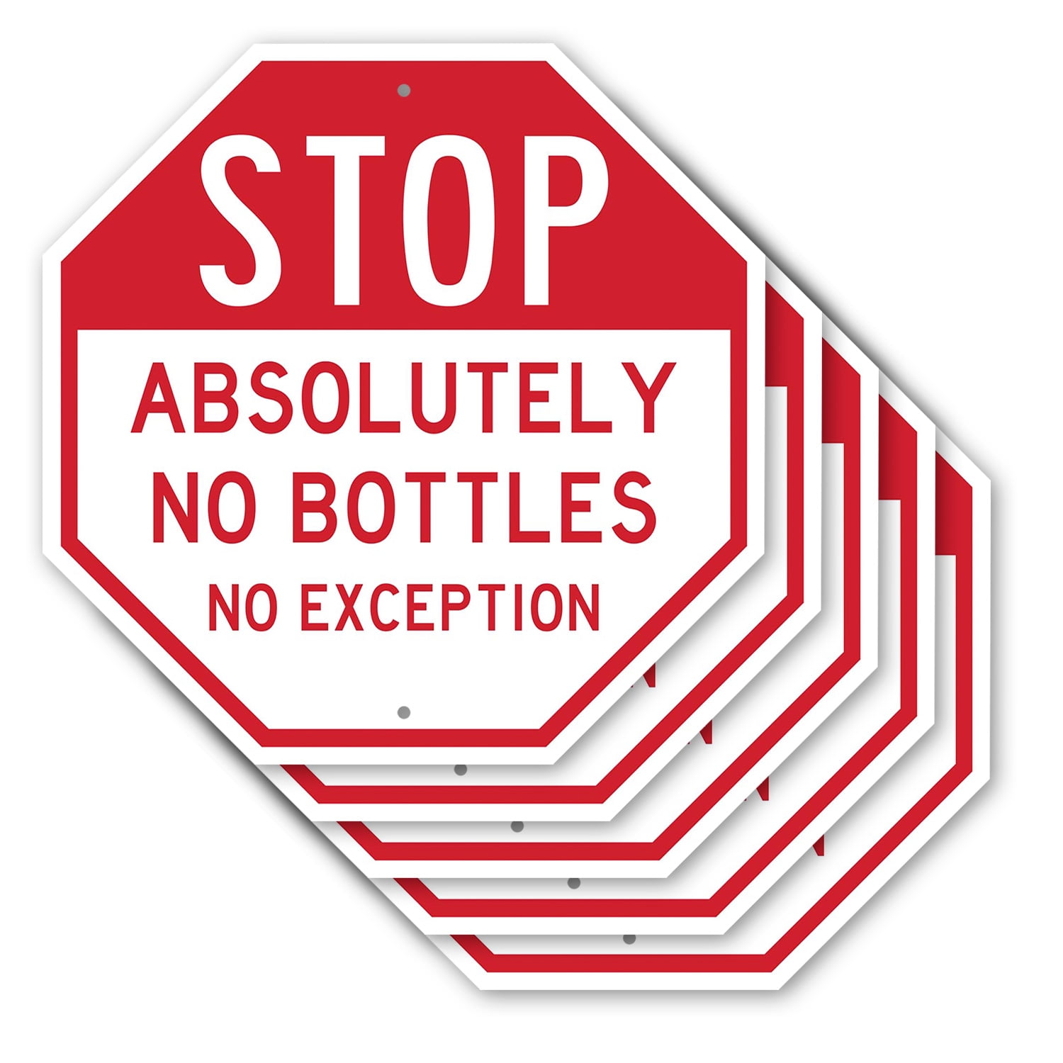 Stop Absolutely No Bottles No Exception (5 Pack) 10 inch X 10 inch ...