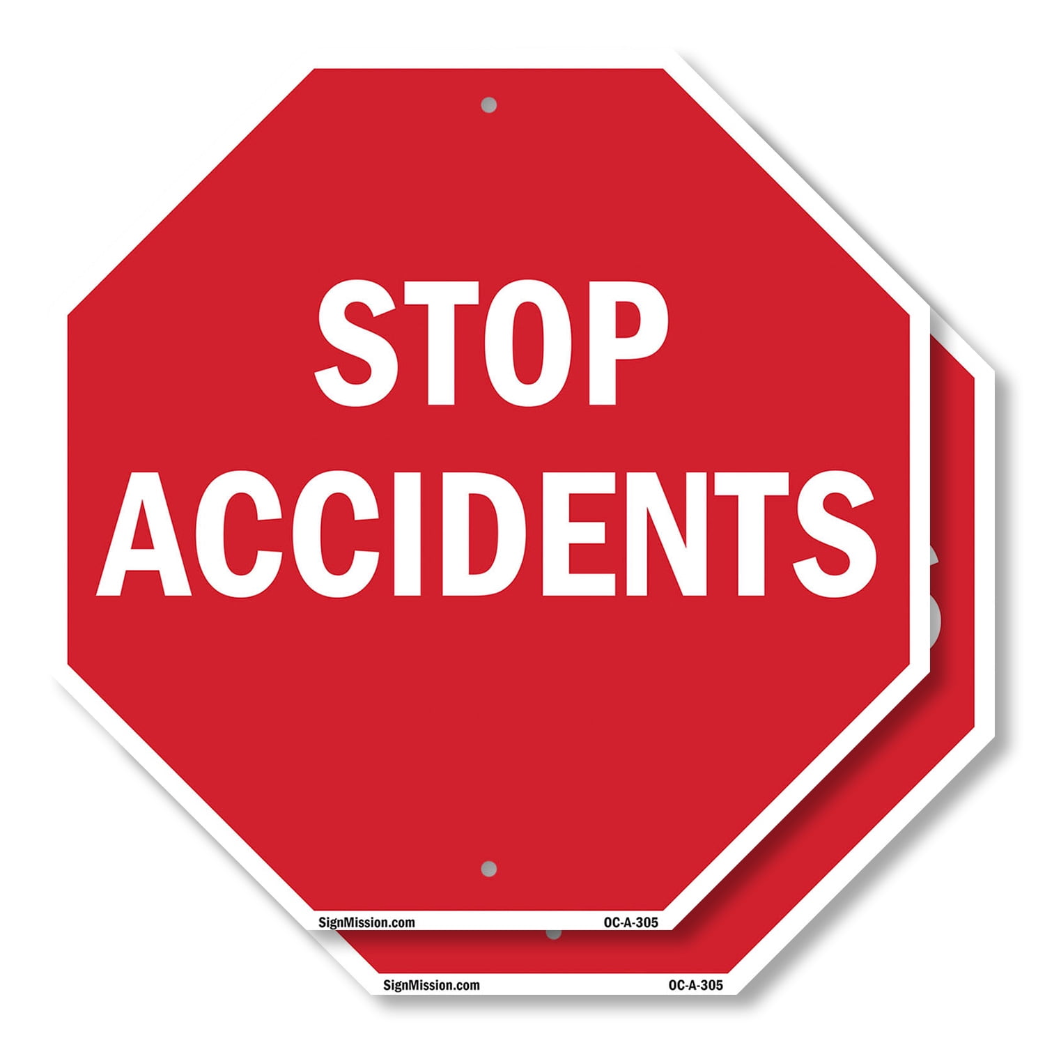 Stop Accidents (2 Pack) 10 inch X 10 inch Octagon Rust Free Aluminum ...