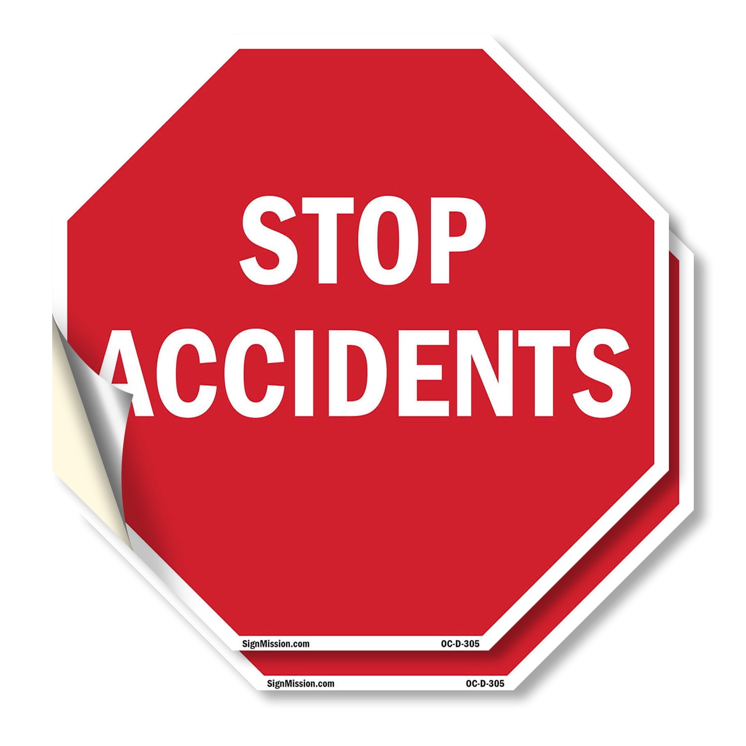 Stop Accidents (2 Pack) 10 inch X 10 inch Octagon Vinyl Label Decal ...