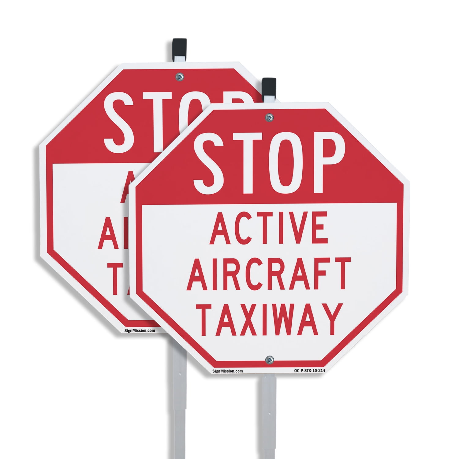 Stop Active Aircraft Taxiway (2 Pack) 10 inch X 10 inch Octagon Plastic ...