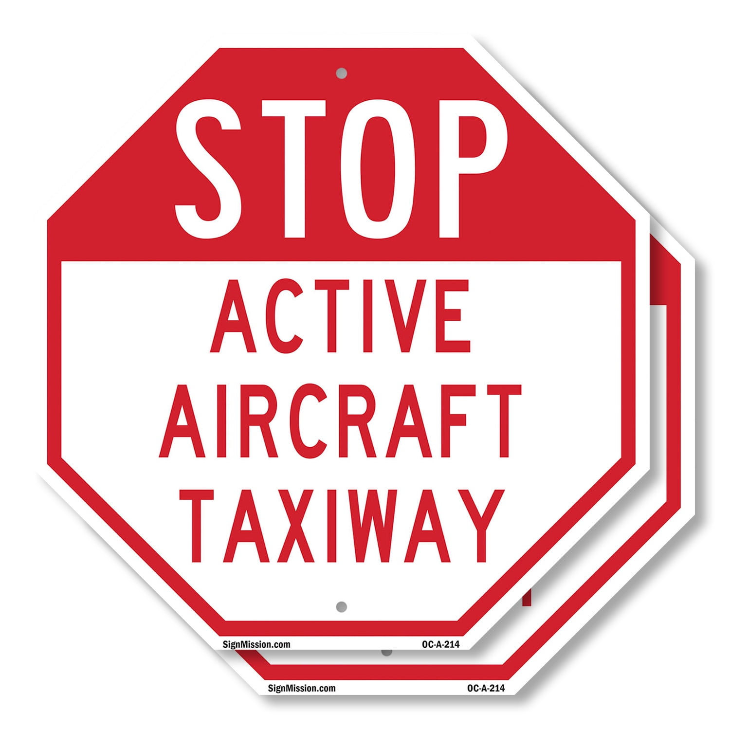 Stop Active Aircraft Taxiway (2 Pack) 6 inch X 6 inch Octagon Plastic ...