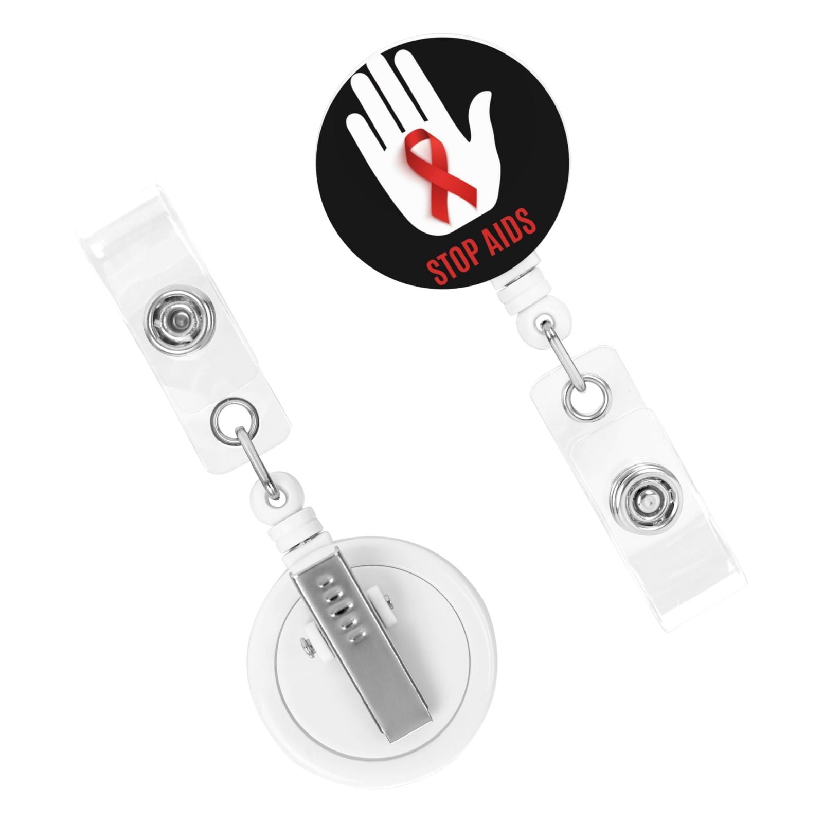 Stop Aids Red Ribbon Badge Reel Retractable Badge Clip Id Card Name ...