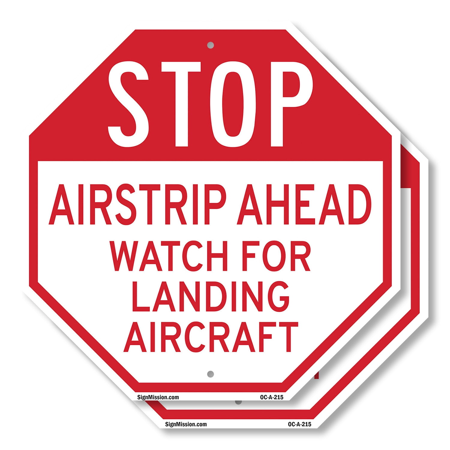 Stop Airstrip Ahead Watch for Landing Aircraft (2 Pack) 10 inch X 10 ...