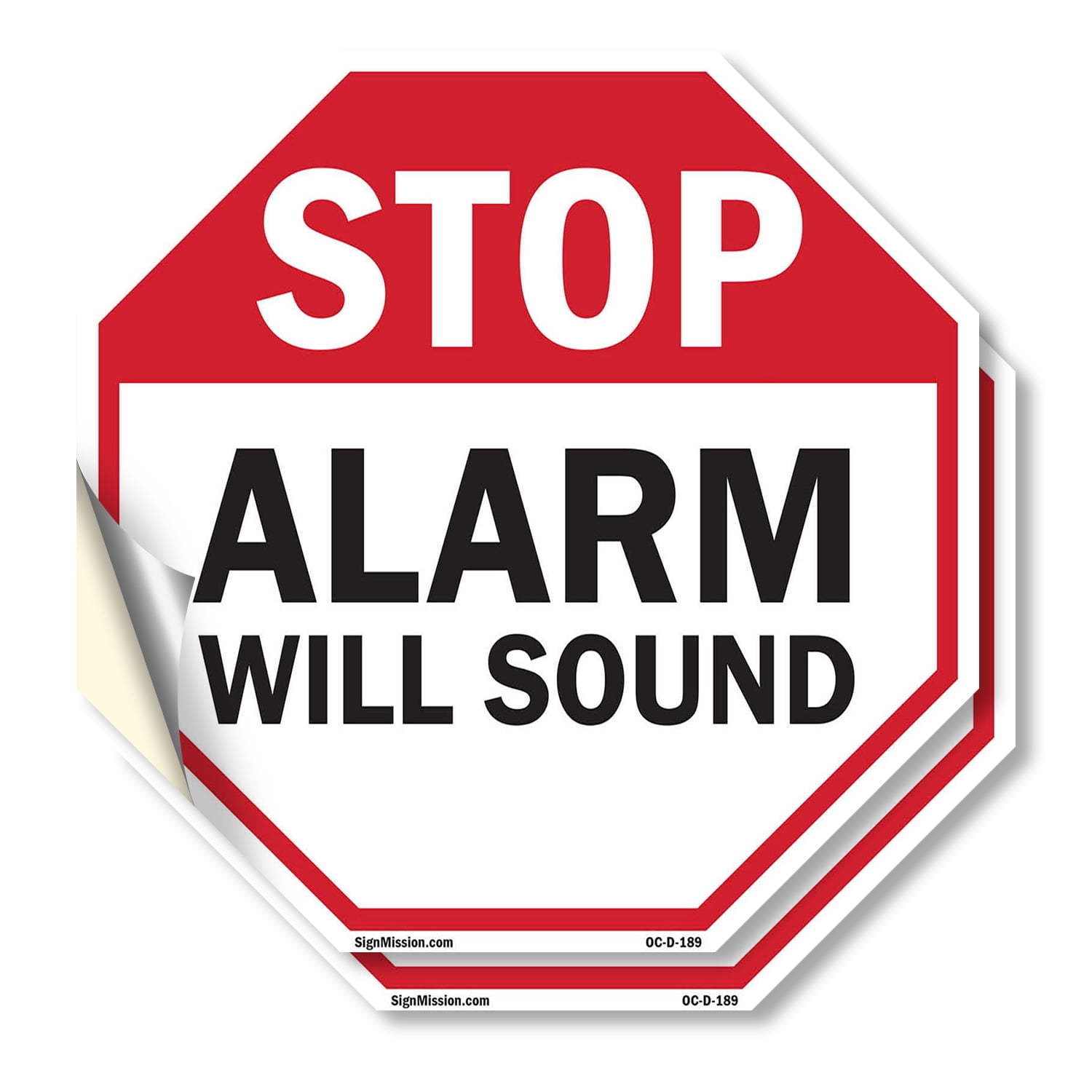 Stop Alarm Will Sound (2 Pack) 4 inch X 4 inch Octagon Vinyl Label ...