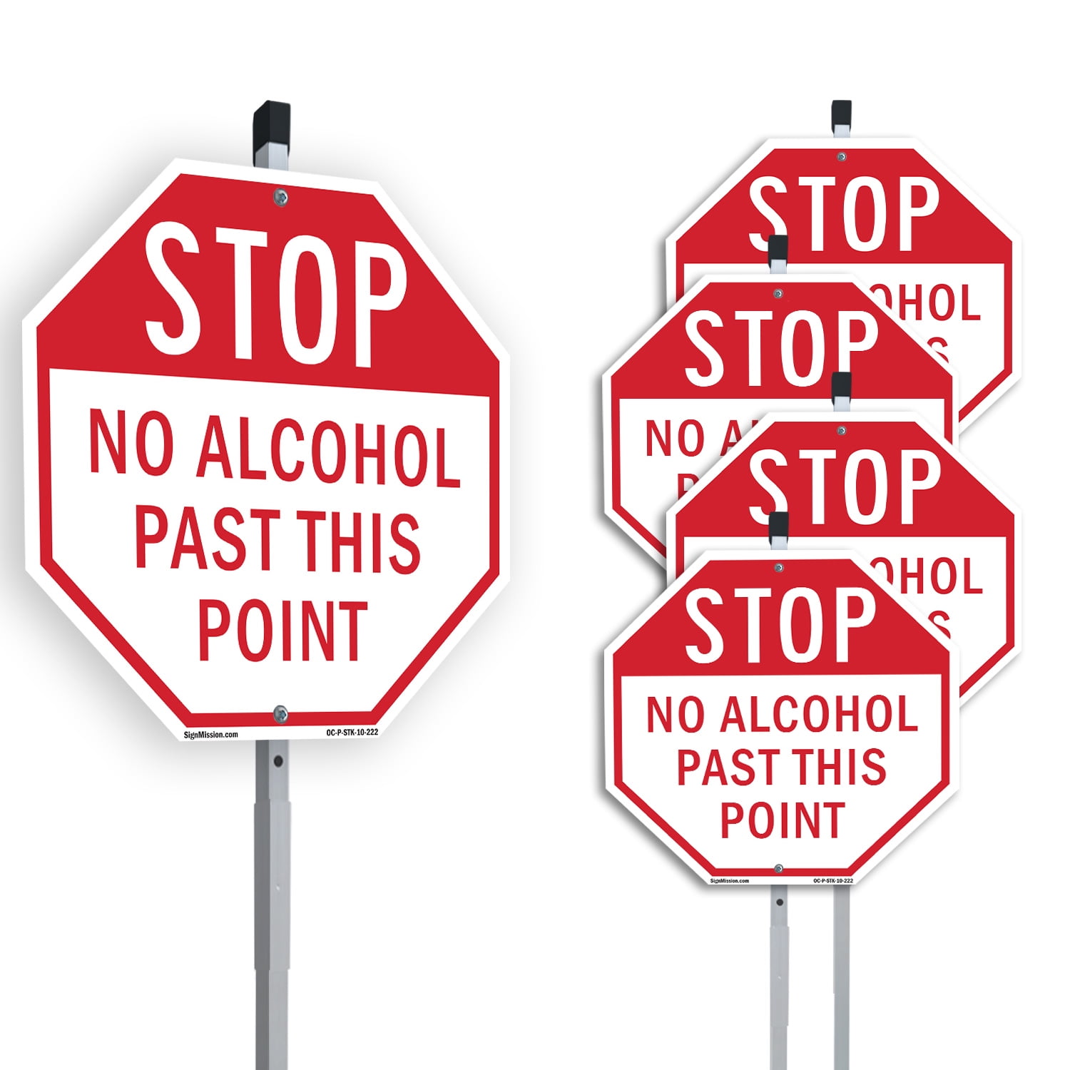 Stop No Alcohol Past This Point (5 Pack) 10 inch X 10 inch Octagon ...