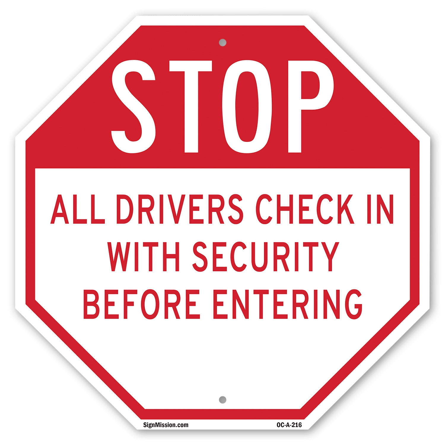 Stop All Drivers Check in With Se Octagon Sign Weather Resistant Made ...