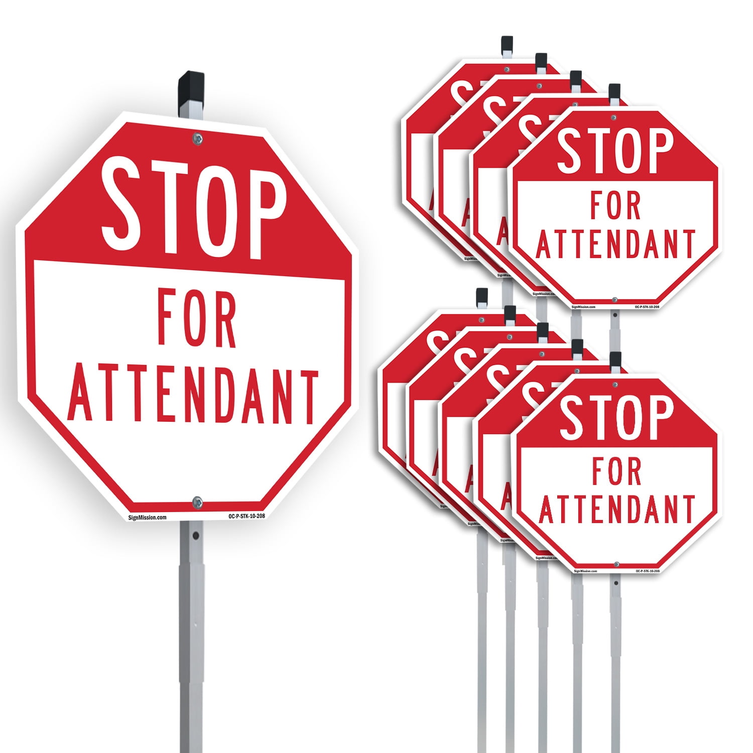 Stop For Attendant (10 Pack) 10 inch X 10 inch Octagon Plastic Signs ...