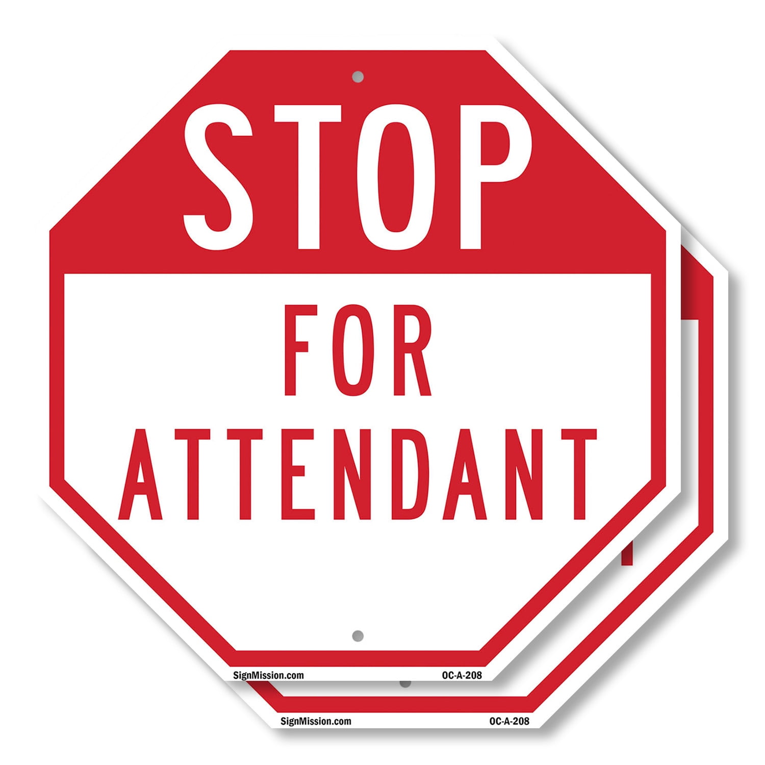 Stop For Attendant (2 Pack) 10 inch X 10 inch Octagon Plastic Sign ...