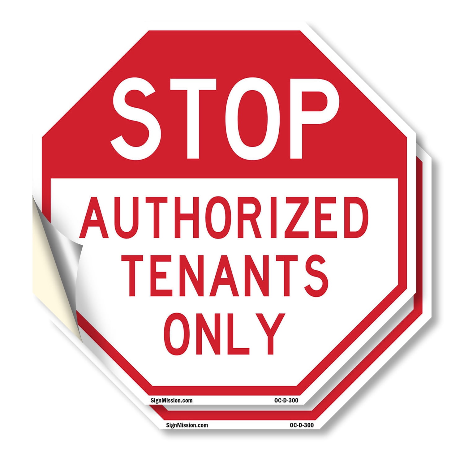 Stop Authorized Tenants Only (2 Pack) 6 inch X 6 inch Octagon Vinyl ...