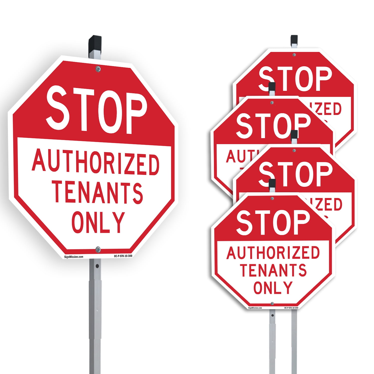 Stop Authorized Tenants Only (5 Pack) 10 inch X 10 inch Octagon Plastic ...