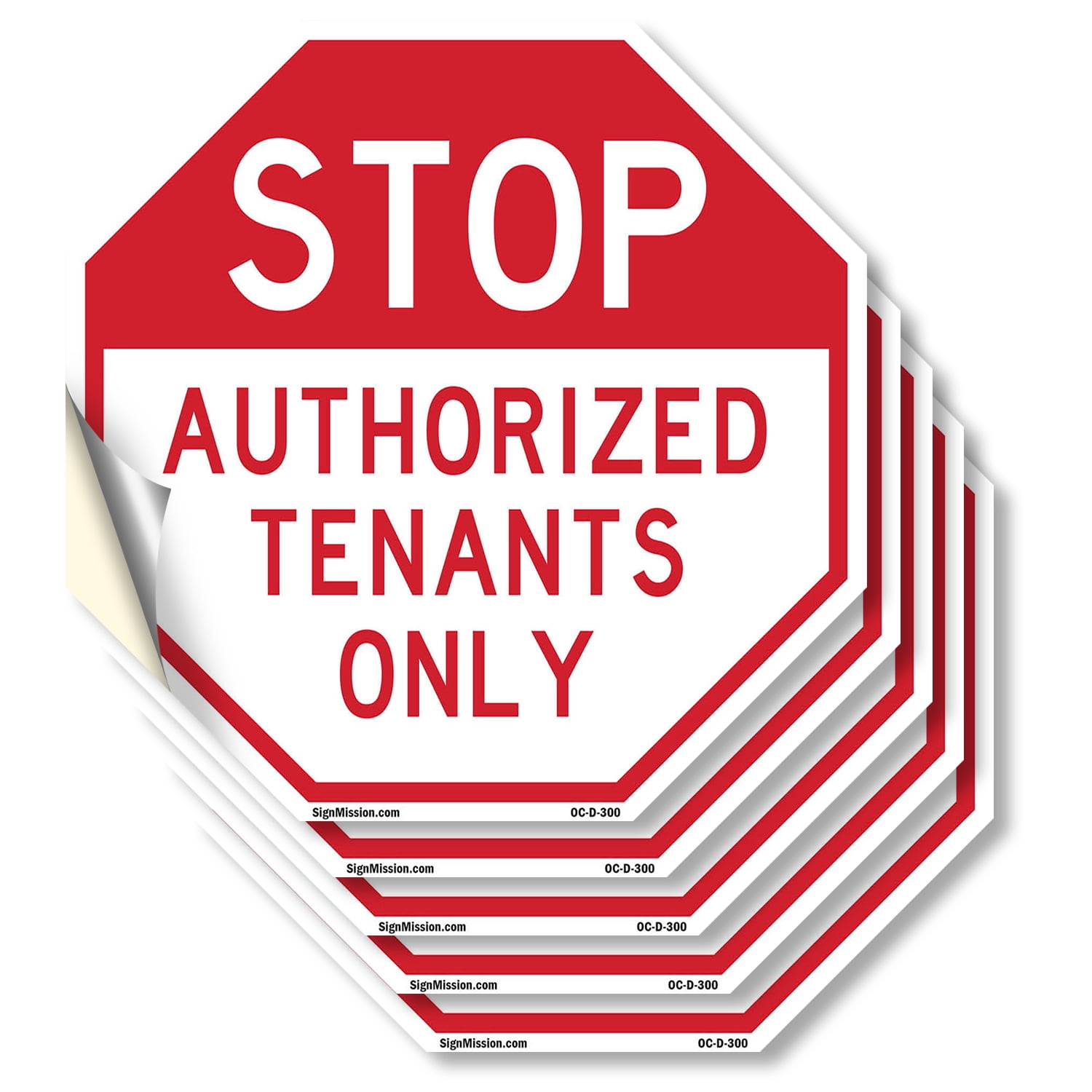 Stop Authorized Tenants Only (5 Pack) 6 inch X 6 inch Octagon Vinyl ...