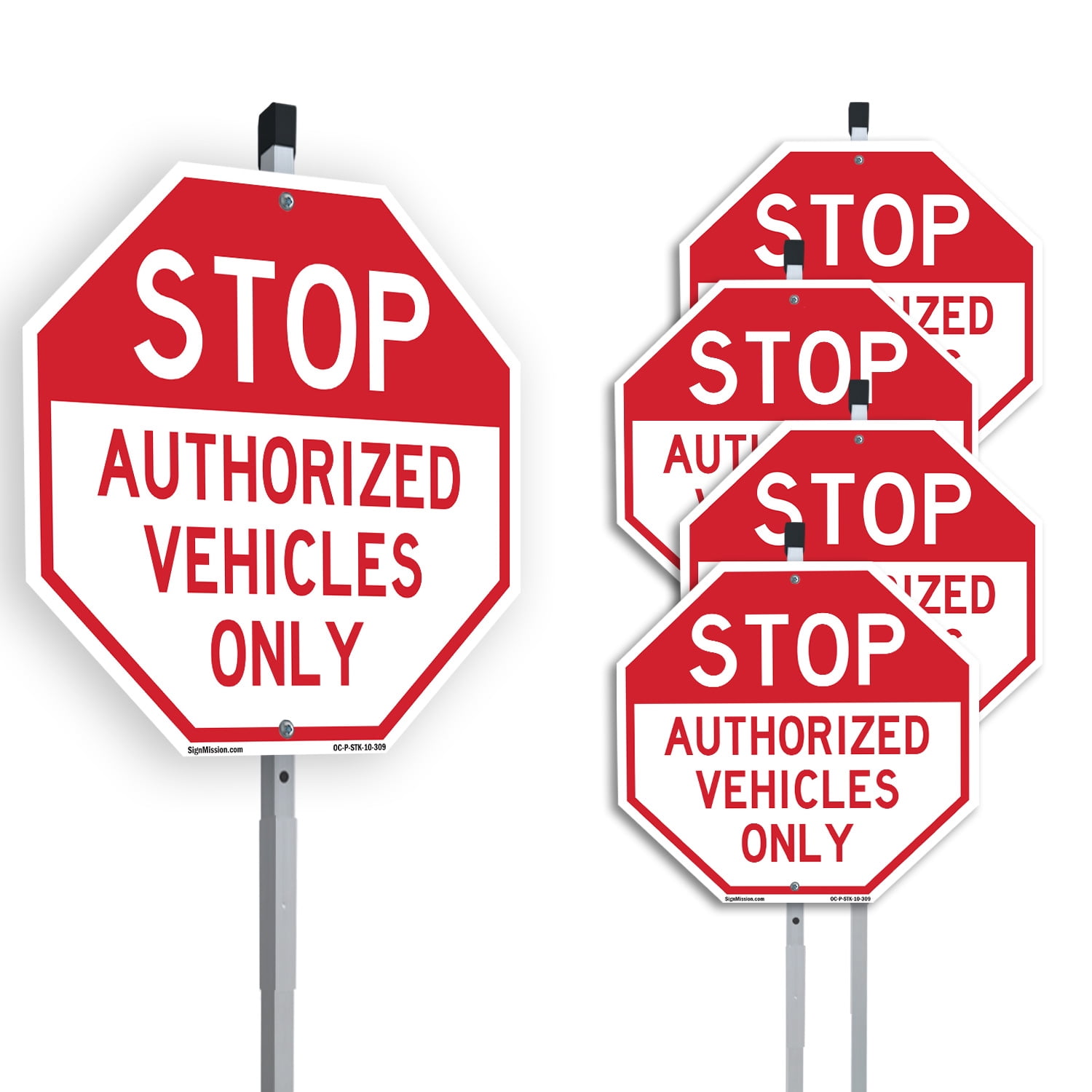 Stop Authorized Vehicles Only (5 Pack) 10 inch X 10 inch Octagon ...
