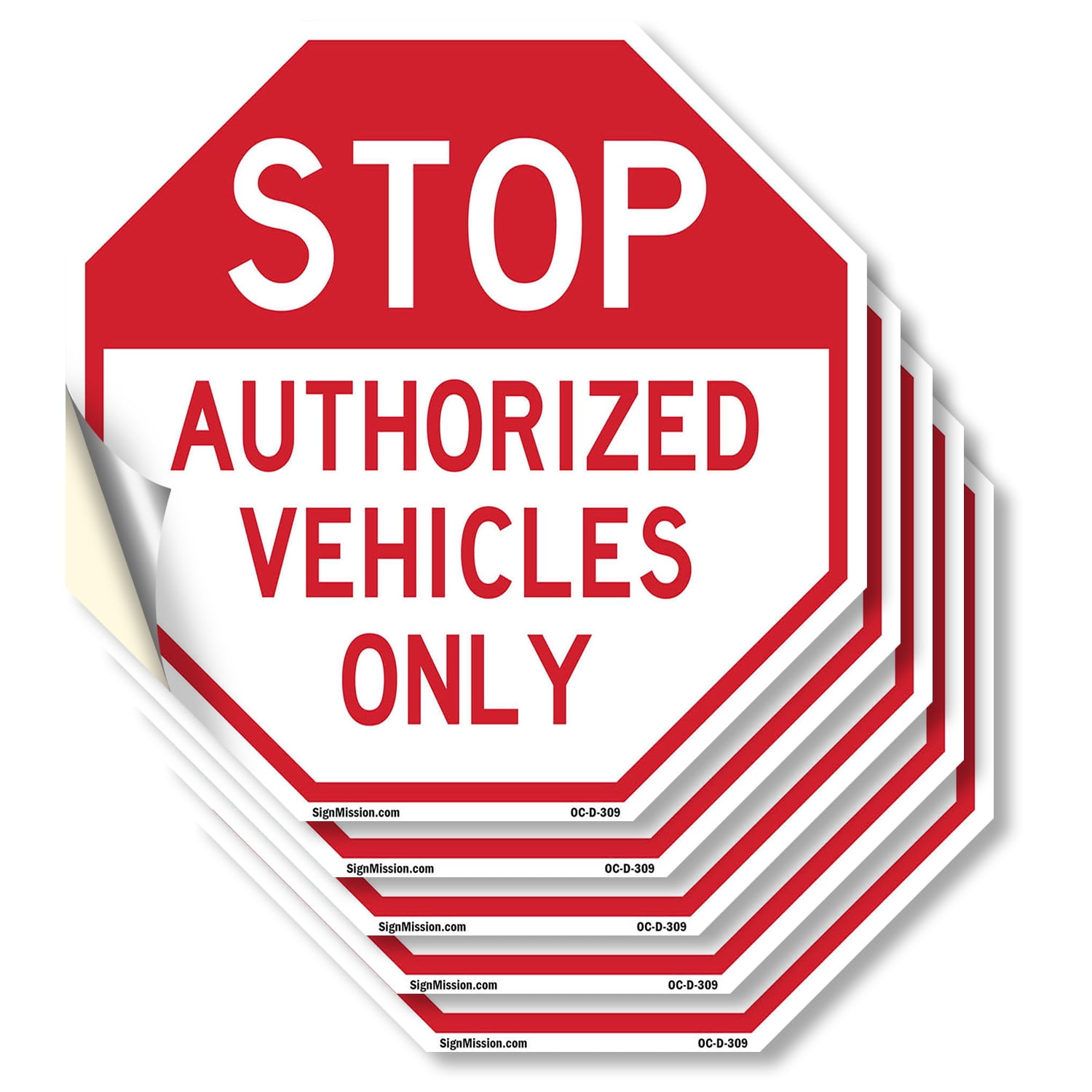 Stop Authorized Vehicles Only (5 Pack) 4 inch X 4 inch Octagon Vinyl ...