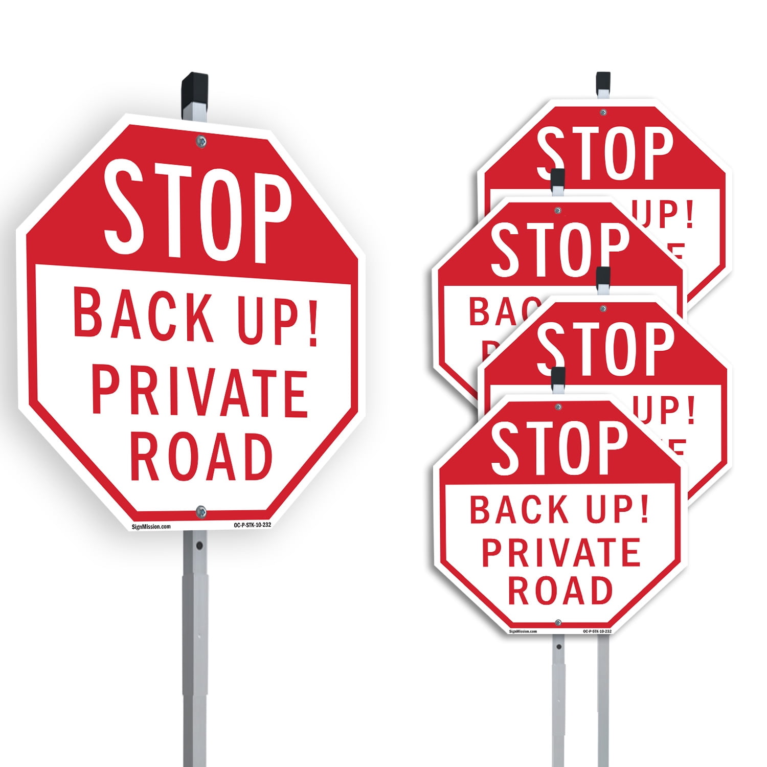Stop Back Up! Private Road (5 Pack) 10 inch X 10 inch Octagon Plastic ...