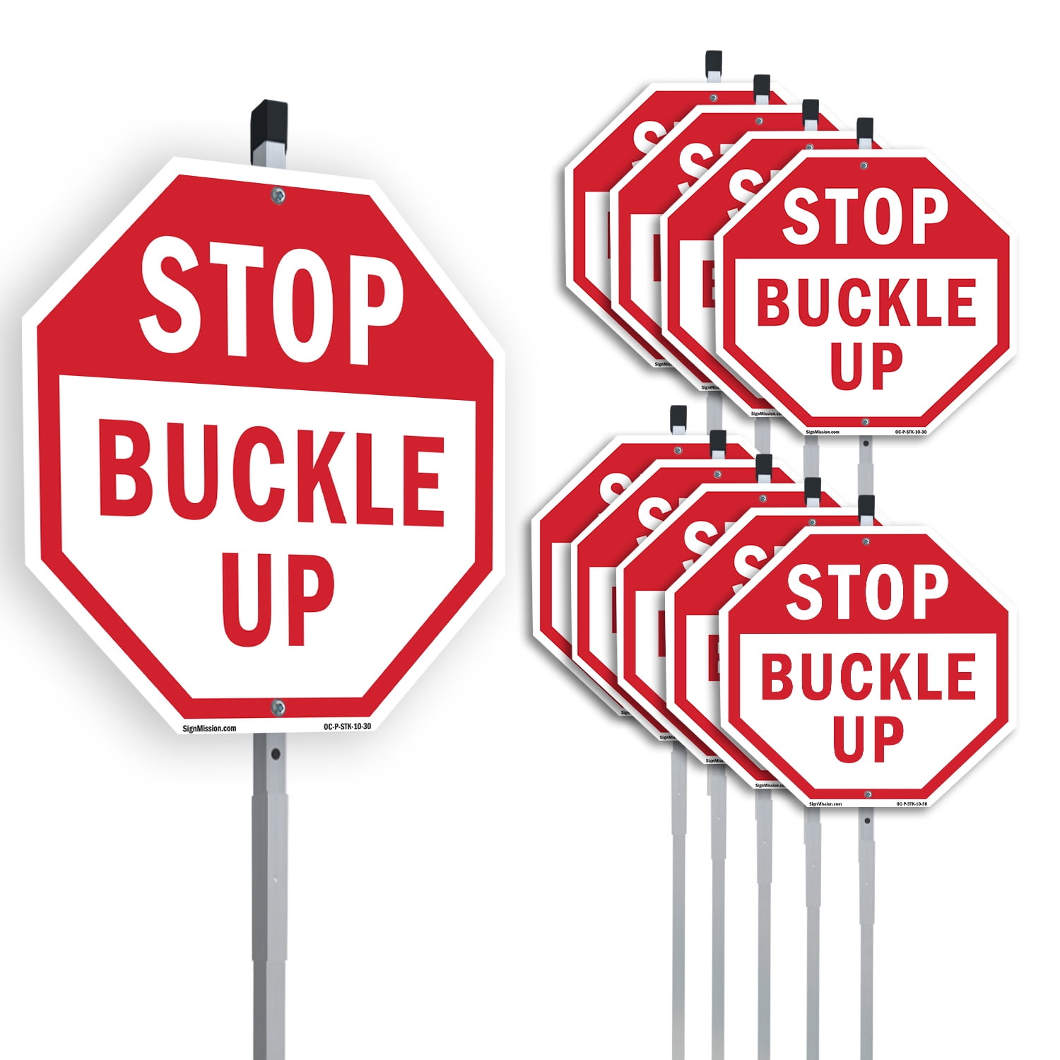Stop Buckle Up (10 Pack) 10 inch X 10 inch Octagon Rust Free Aluminum ...