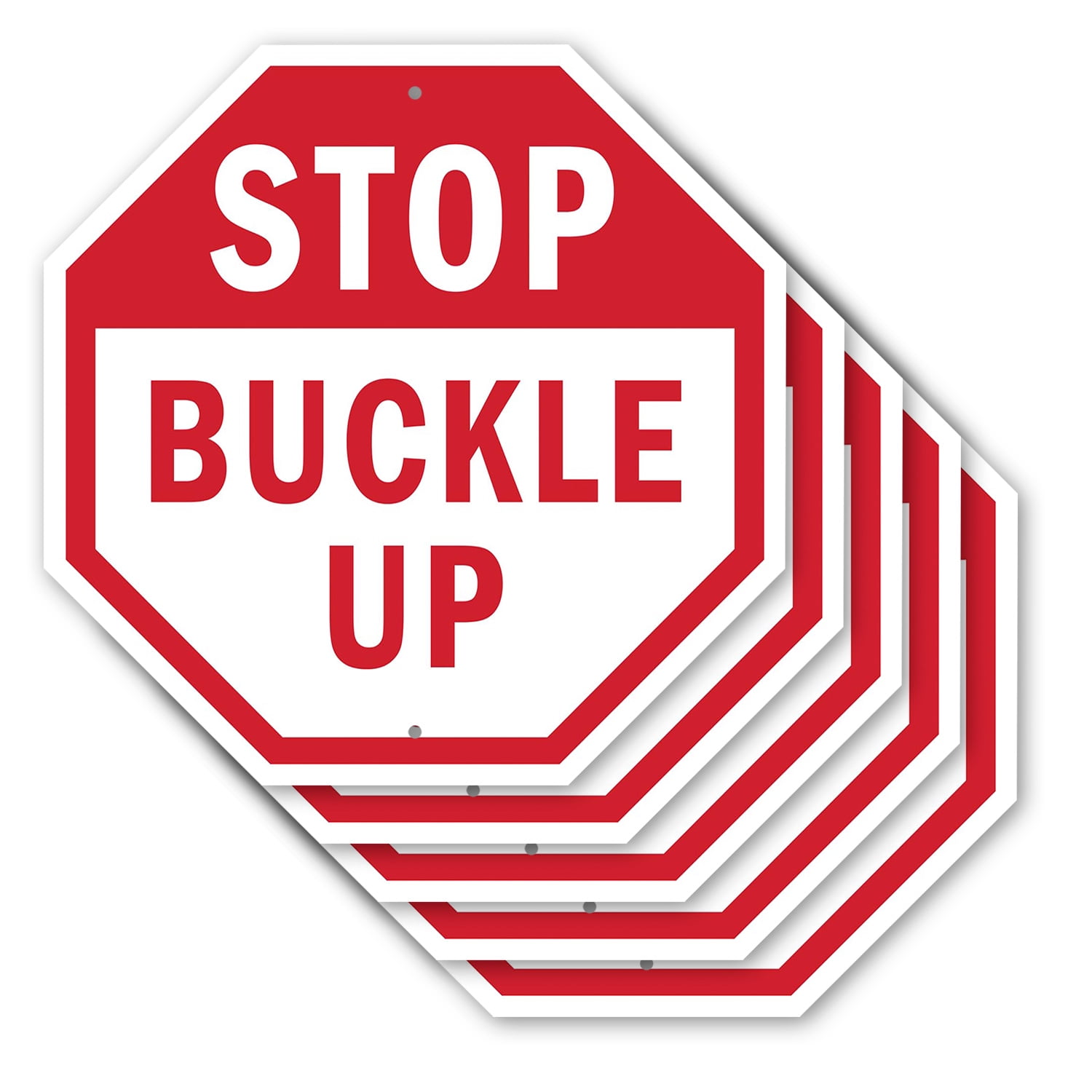 Stop Buckle Up (5 Pack) 10 inch X 10 inch Octagon Rust Free Aluminum ...