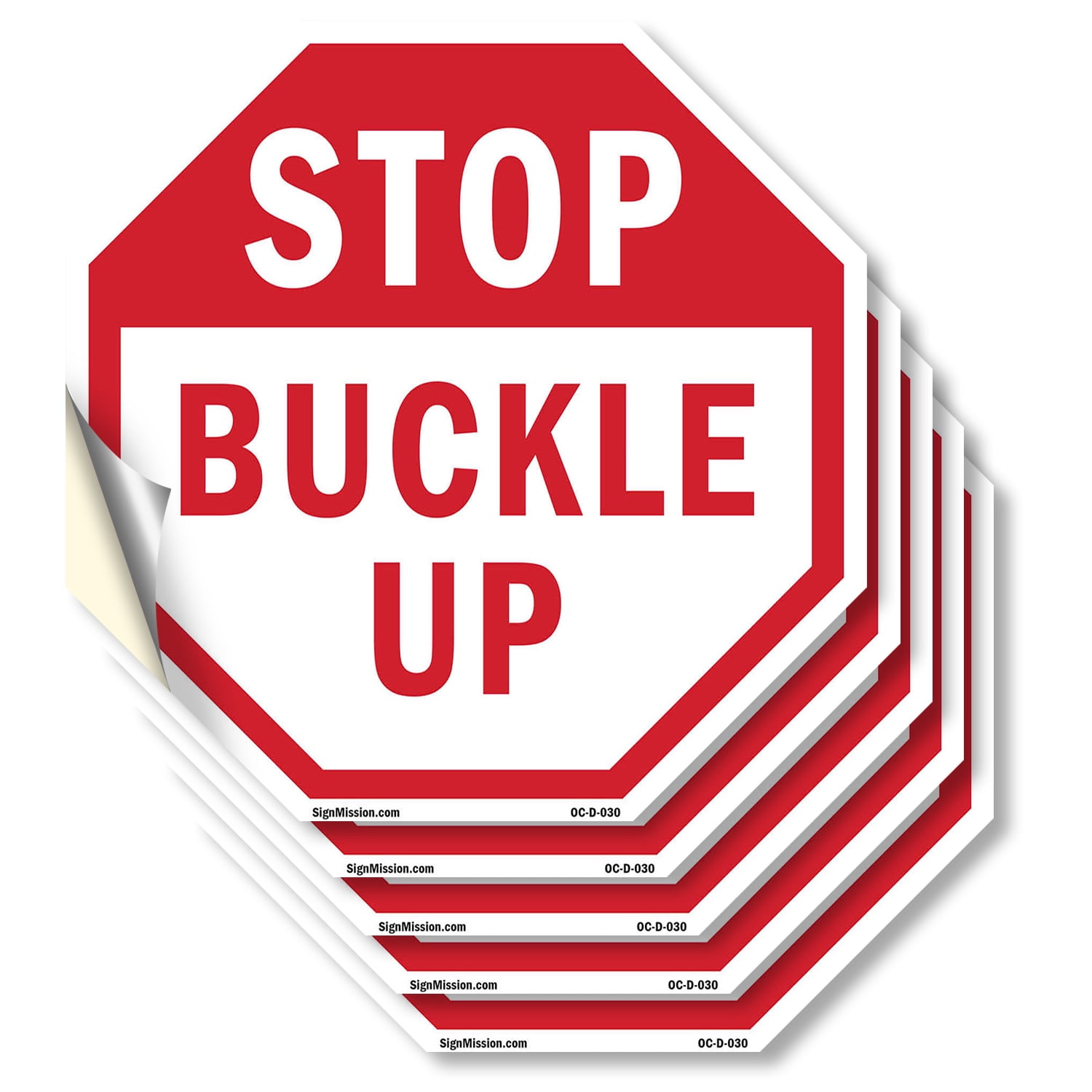 Stop Buckle Up (5 Pack) 4 inch X 4 inch Octagon Vinyl Label Decal ...