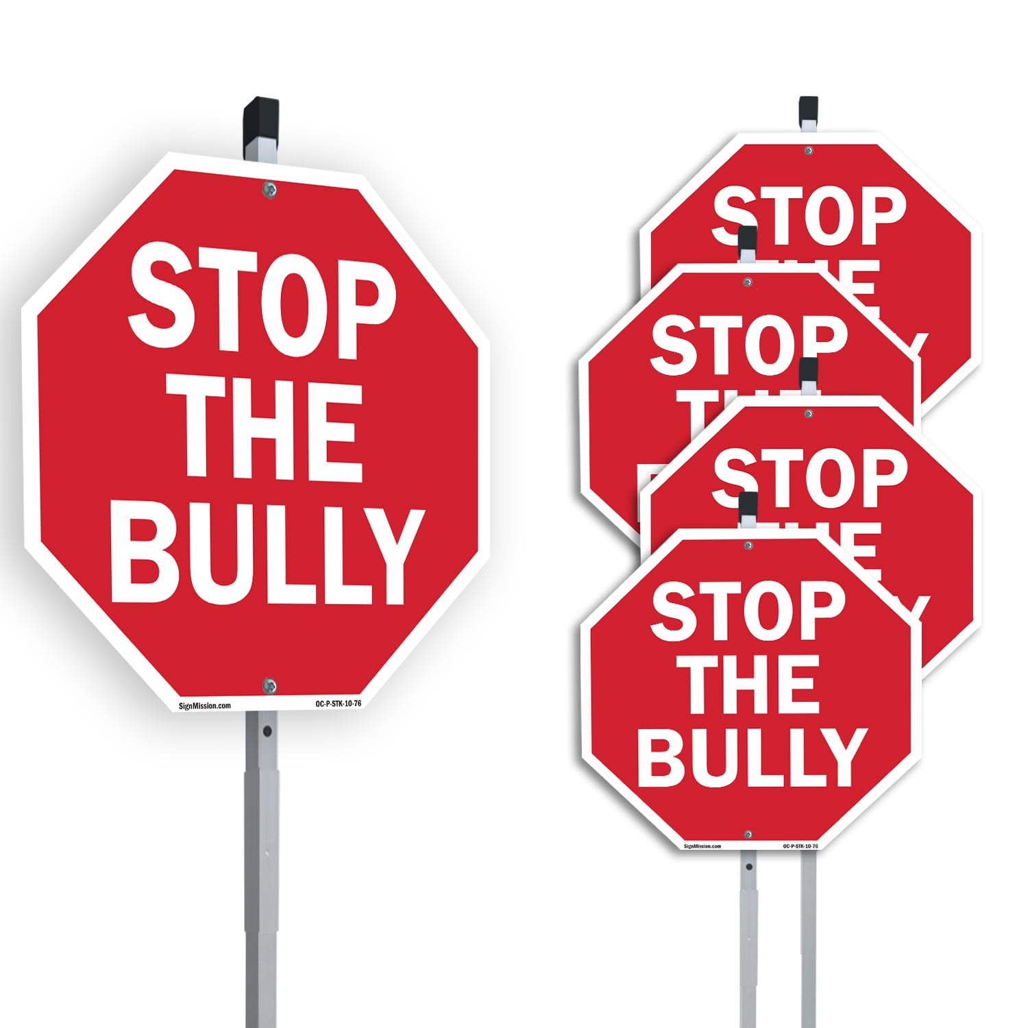 Stop The Bully (5 Pack) 10 inch X 10 inch Octagon Plastic Signs with ...