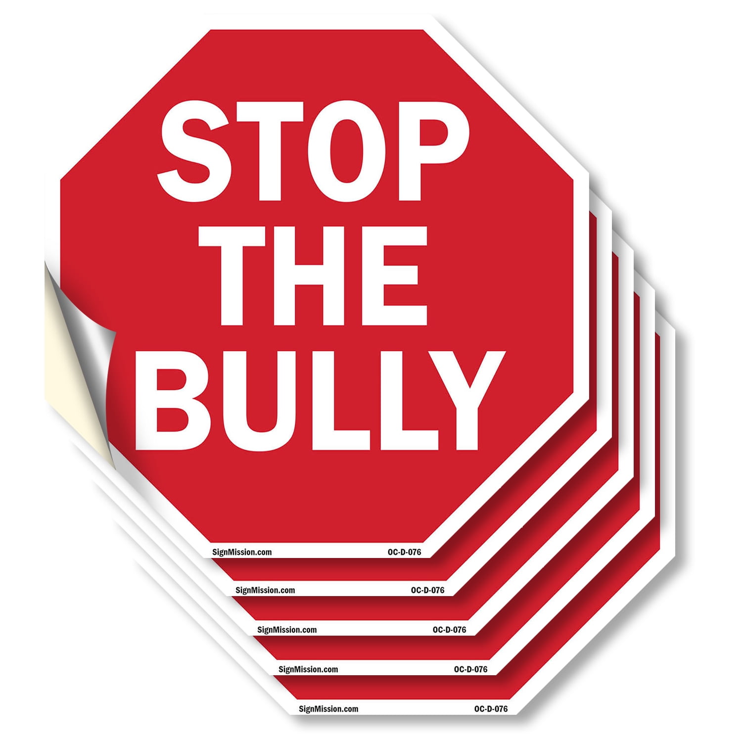 Stop The Bully (5 Pack) 4 inch X 4 inch Octagon Vinyl Label Decal ...